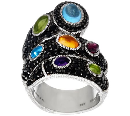 Judith Ripka Sterling Black Spinel & Multi-Gemstone Ring - QVC.com
