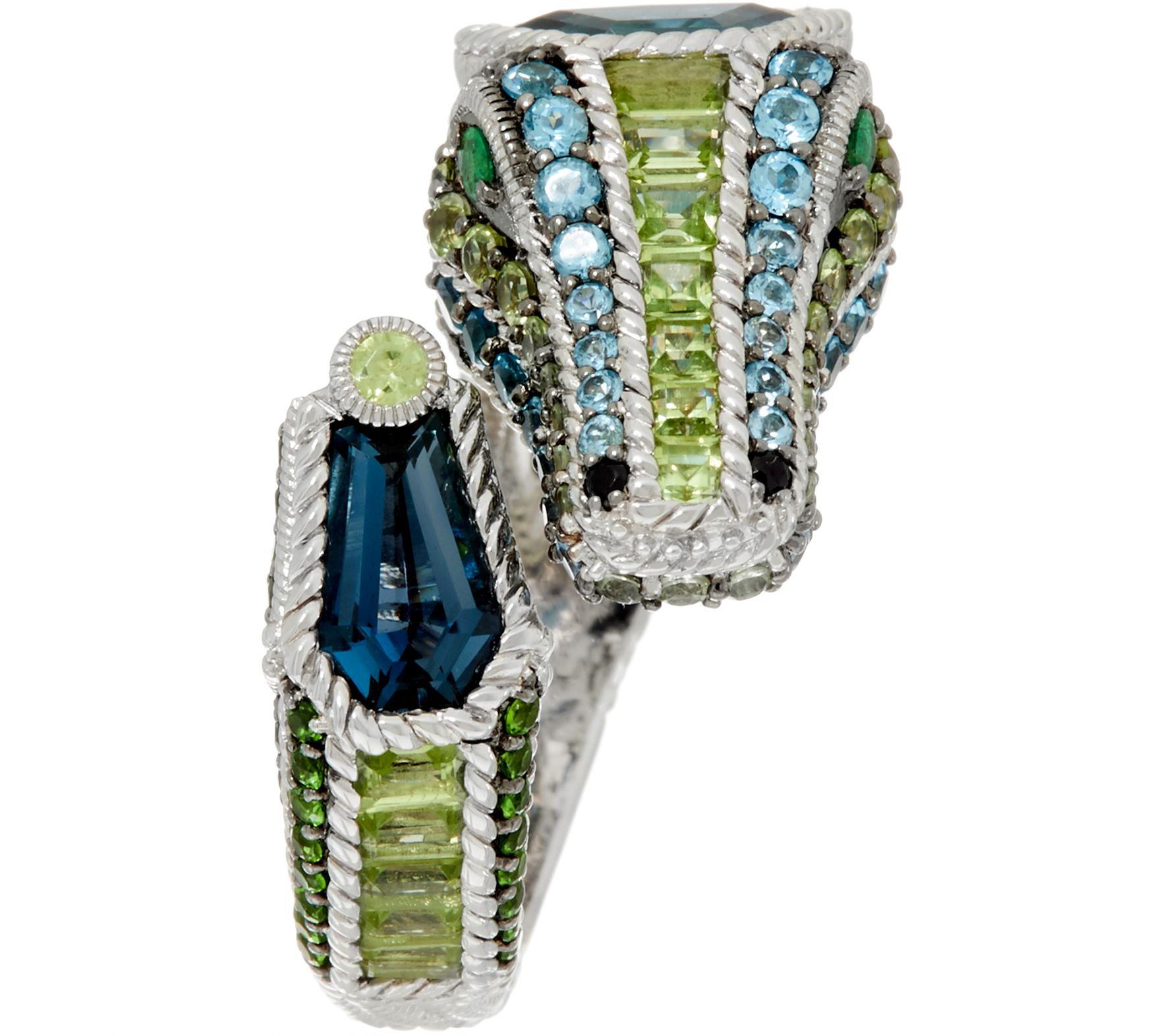 Judith Ripka Sterling Silver Gemstone Carmen Crocodile Ring, 5.95 cttw ...