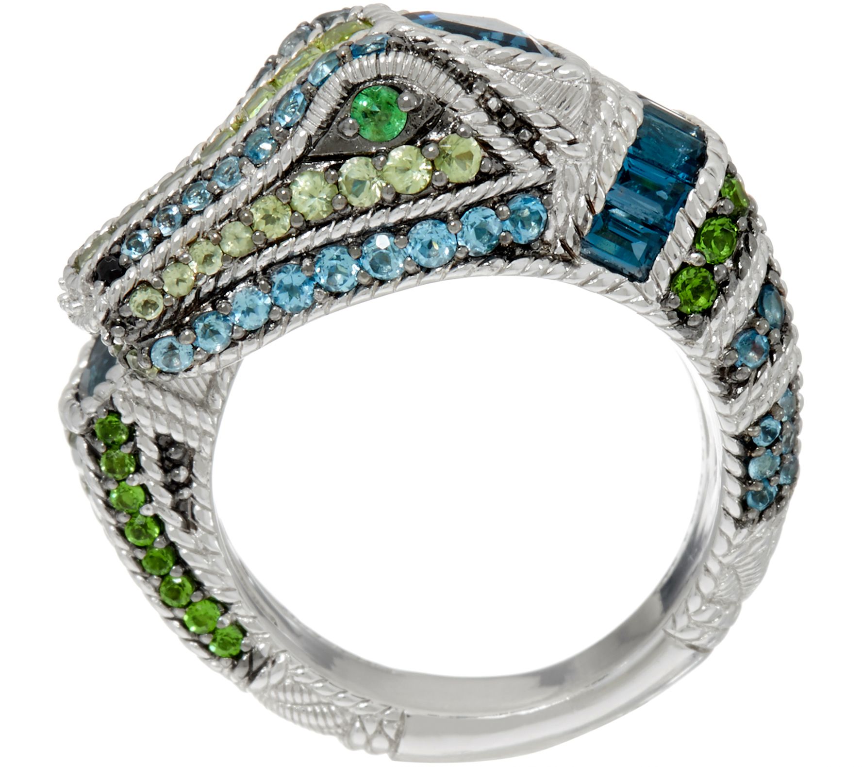 Judith Ripka Sterling Silver Gemstone Carmen Crocodile Ring, 5.95 cttw ...