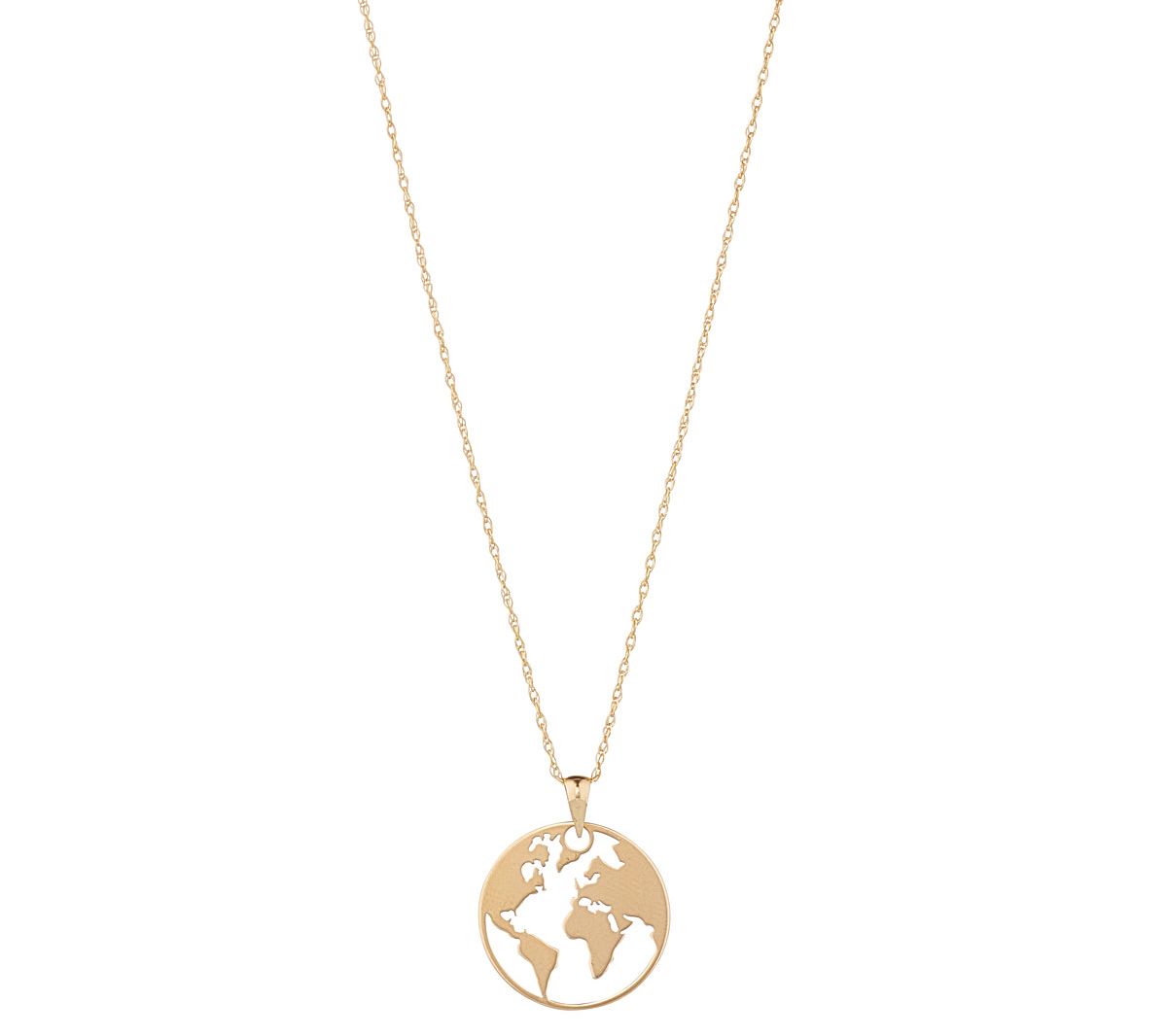NJO Designs 10K Gold World Map Pendant w/ Chain - QVC.com