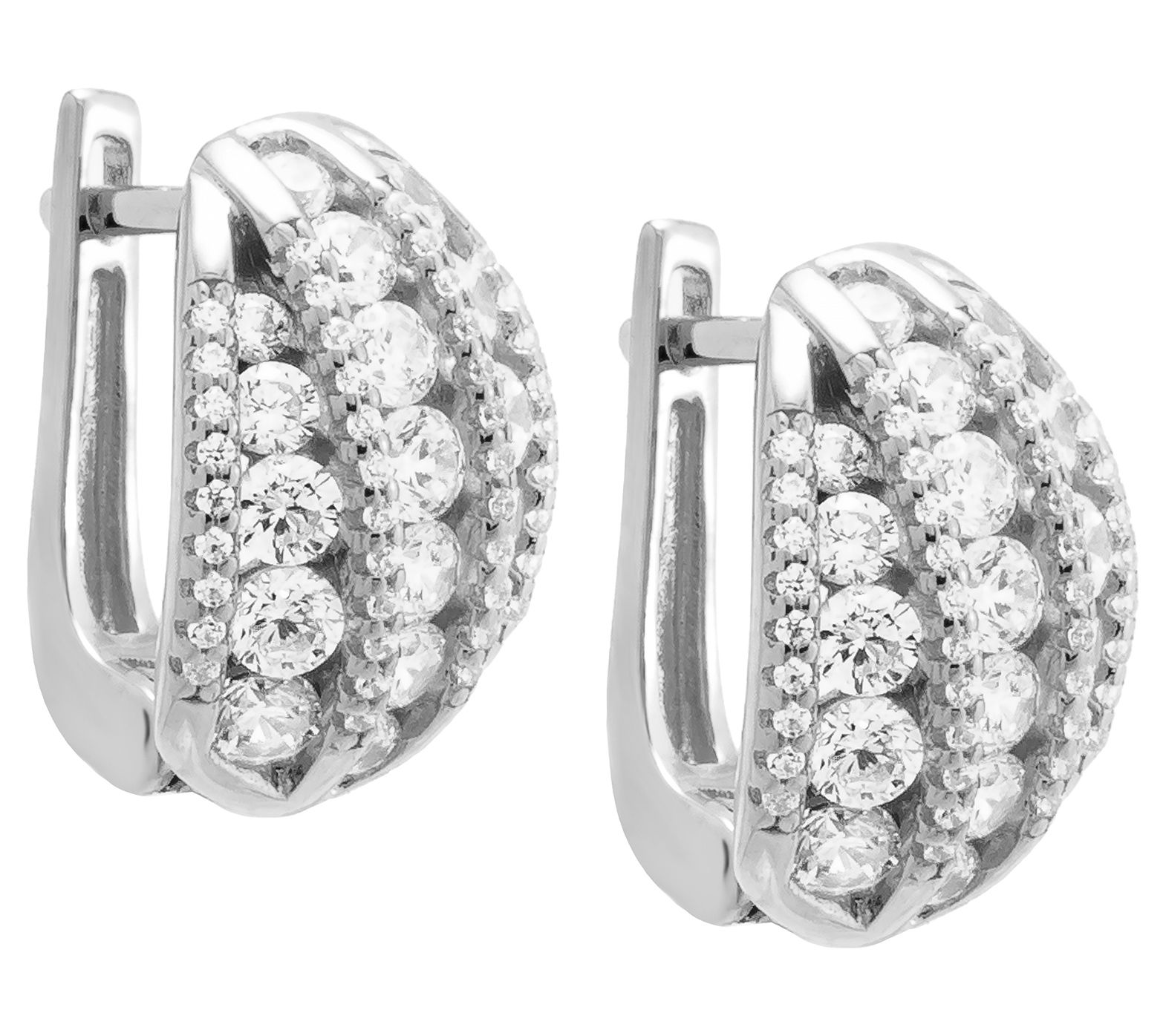 Diamonique 1.35 cttw Hoop Earr ings, Sterling Silver - QVC.com