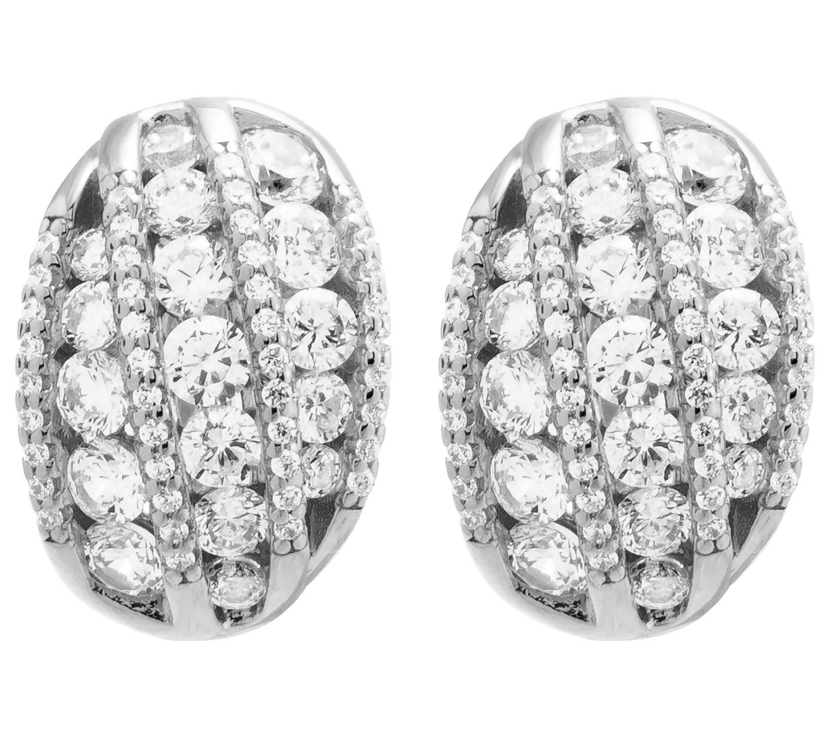 Diamonique 1.35 cttw Hoop Earr ings, Sterling Silver - QVC.com