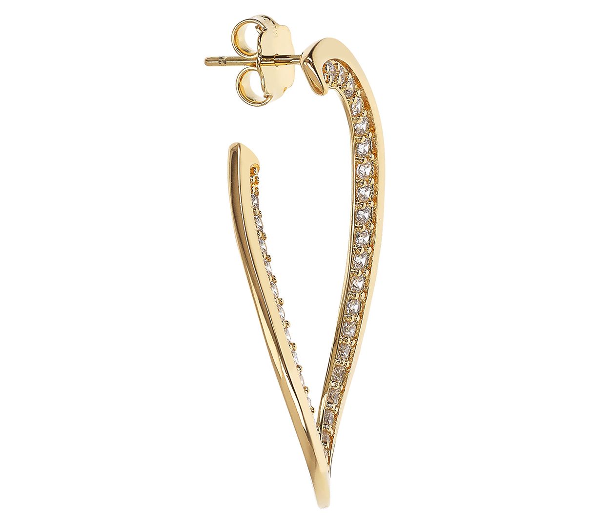 Diamonique x Bronzo Italia 1-1/2" Hoop Earrings, 18K Plated - QVC.com