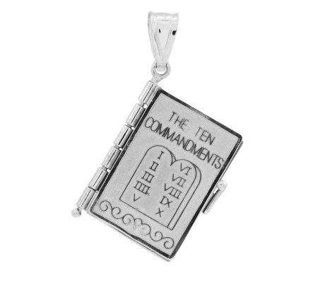 3D Ten Commandment Book Pendant, 14K White Gold - QVC.com