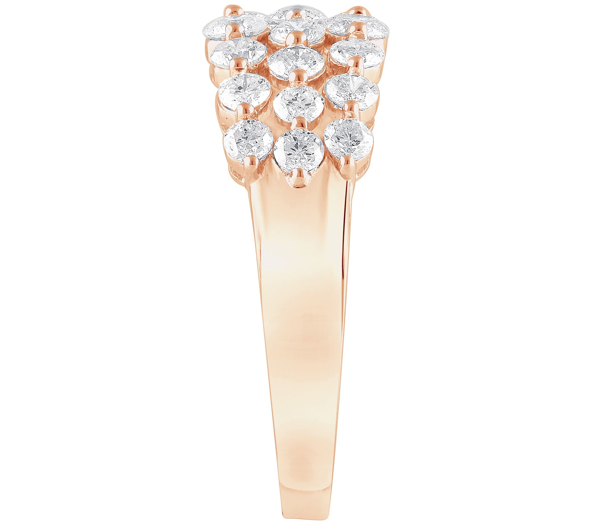 Affinity Diamond 1.50 cttw Triple Row Band Ring, 14K Gold - QVC.com