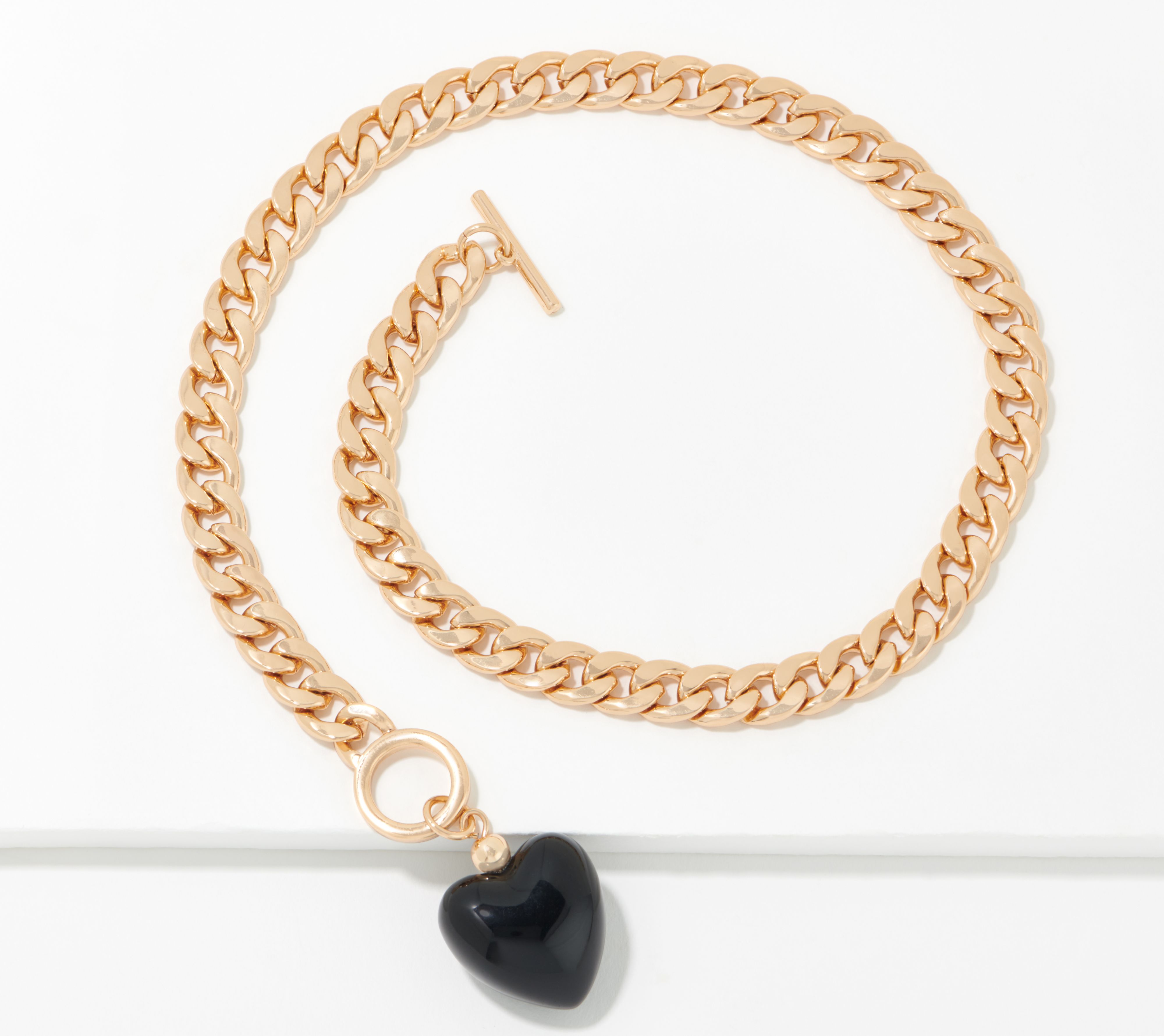 "As Is" Attitudes by Renee Cuban Chain Toggle Necklace Heart - QVC.com