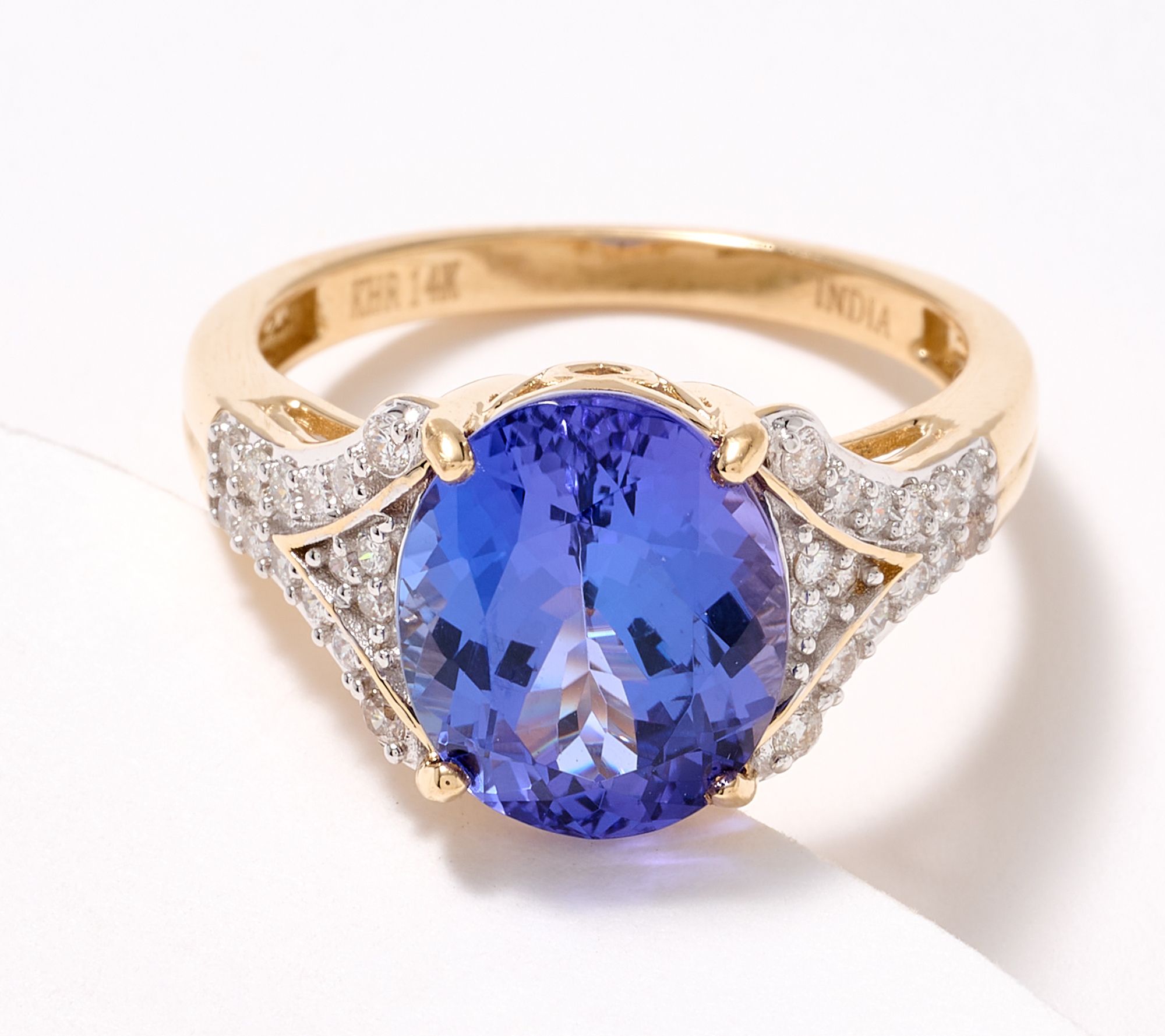 "As Is"Affinity Gems Oval Cut 4ct Tanzanite & Daimond Ring, 14K Gold ...