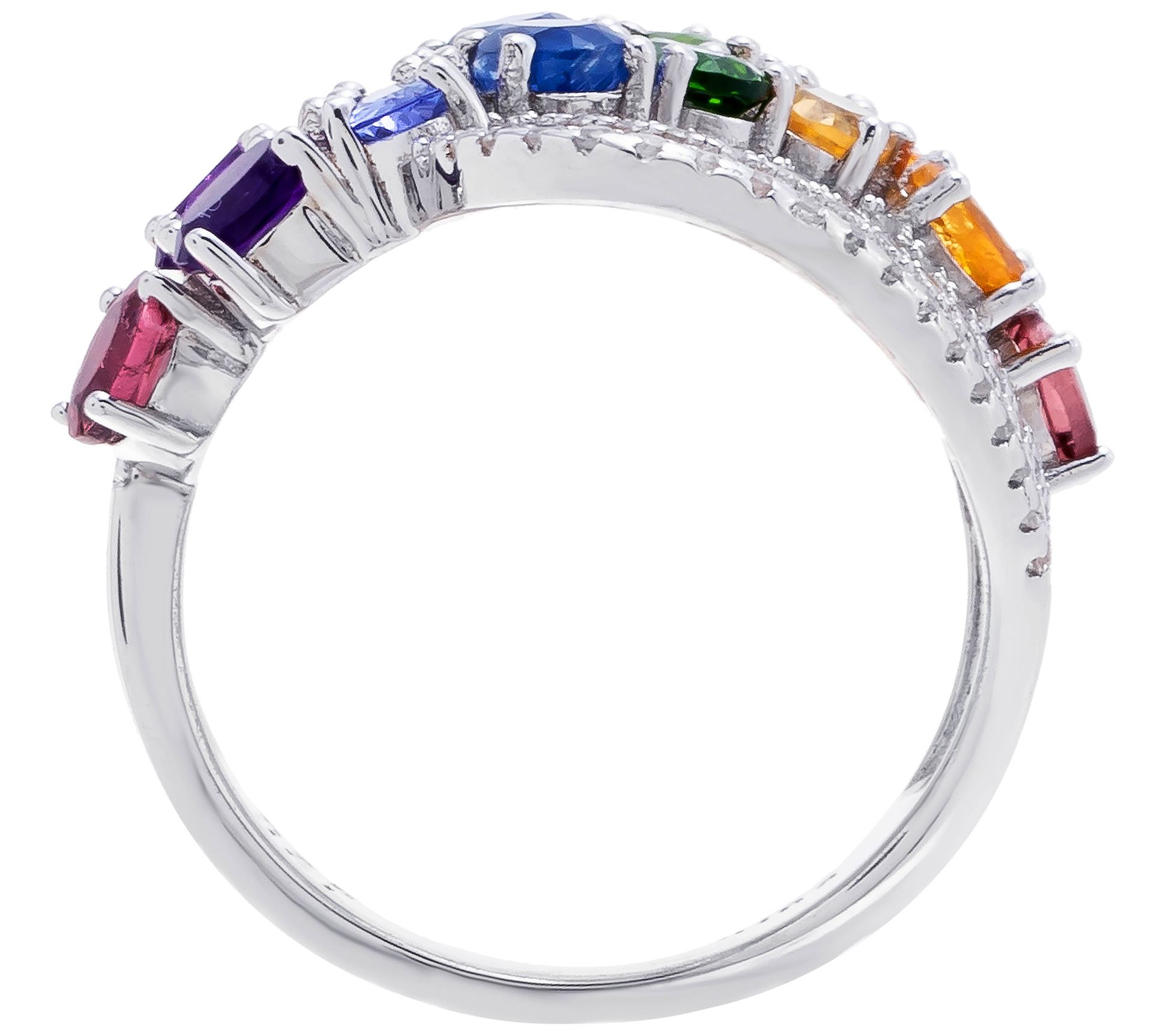 Affinity Gems Multi-Gemstone Wave Ring,Sterling Silver - QVC.com