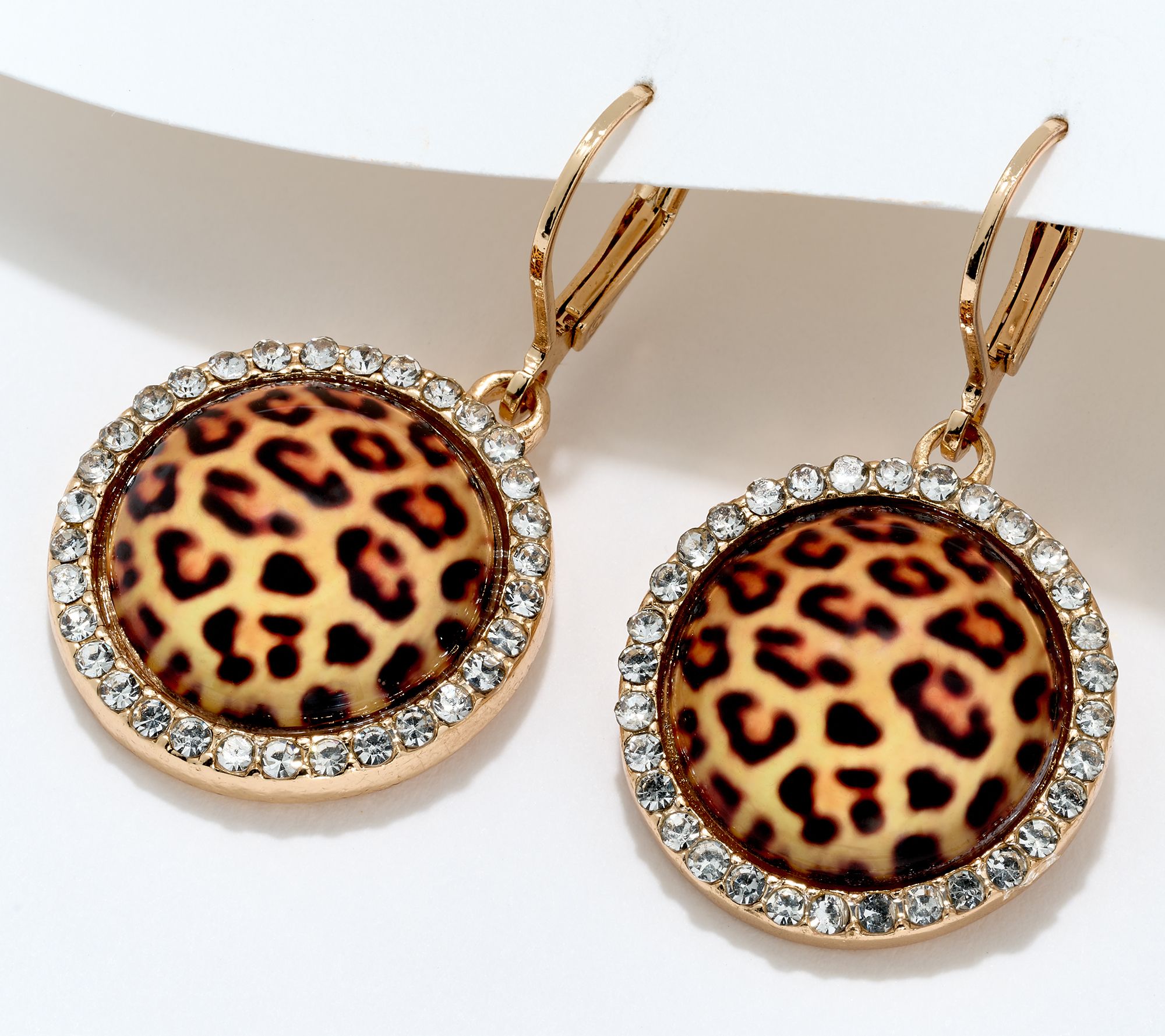 Joan Rivers Animal Print with Pave Stone Leverback Earring - QVC.com