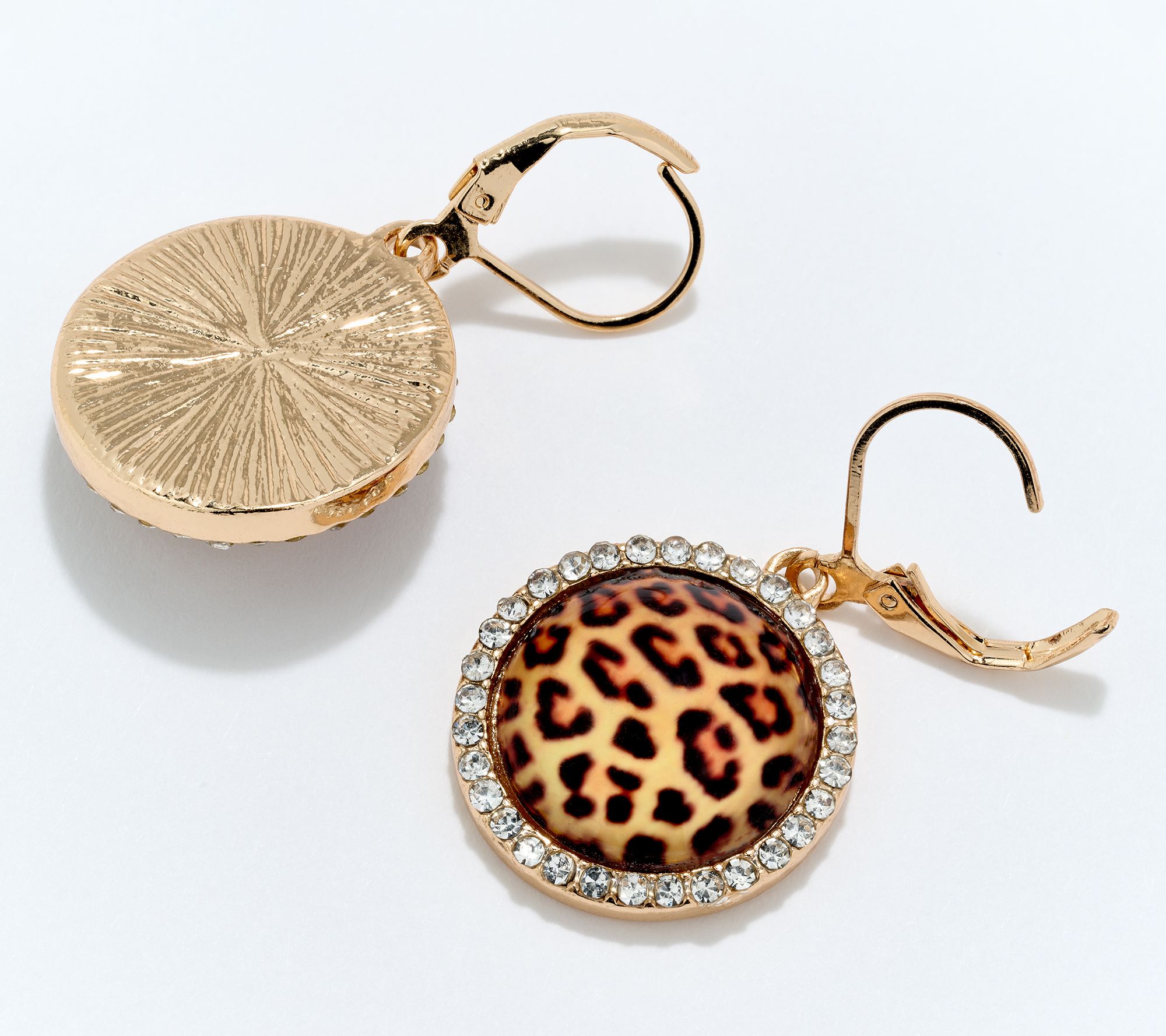 Joan Rivers Animal Print with Pave Stone Leverback Earring - QVC.com