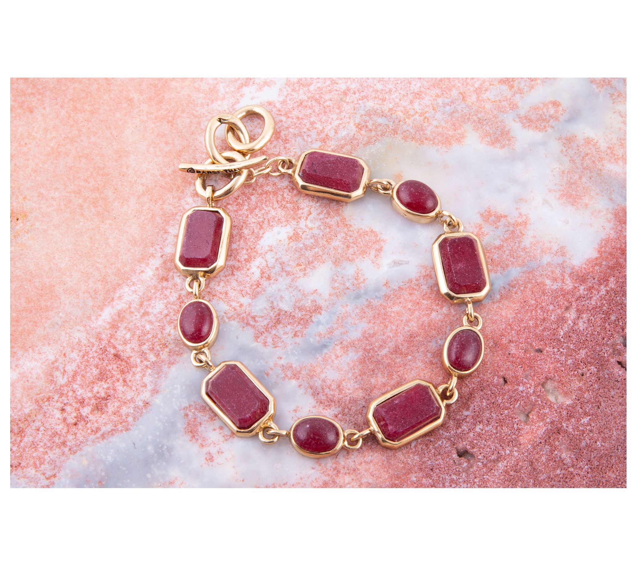 Barse Artisan Crafted Bronze Red Onyx Toggle Bracelet - QVC.com