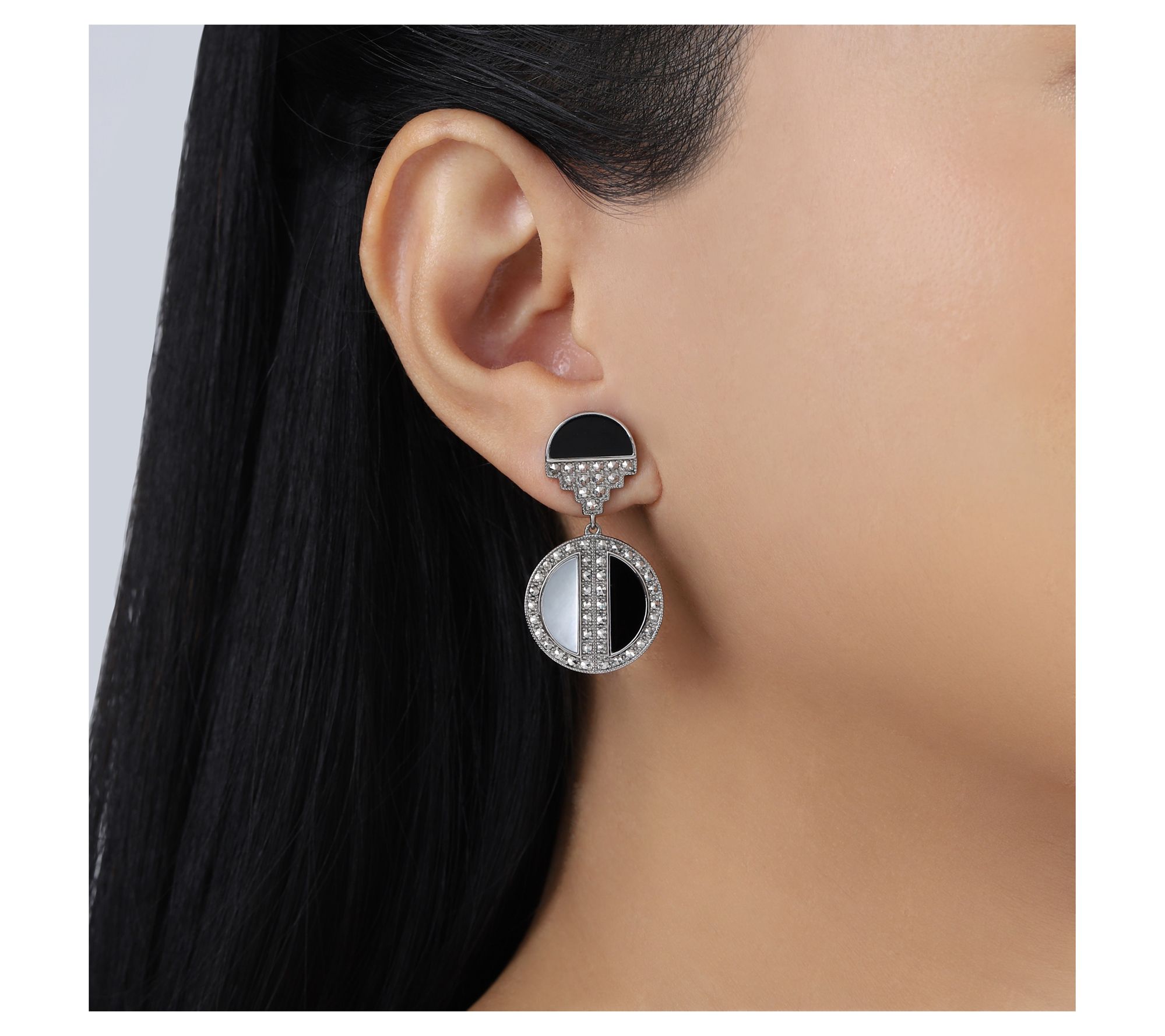 Dallas Prince Sterling Chrome Marcasite Deco Dreams Earrings - QVC.com