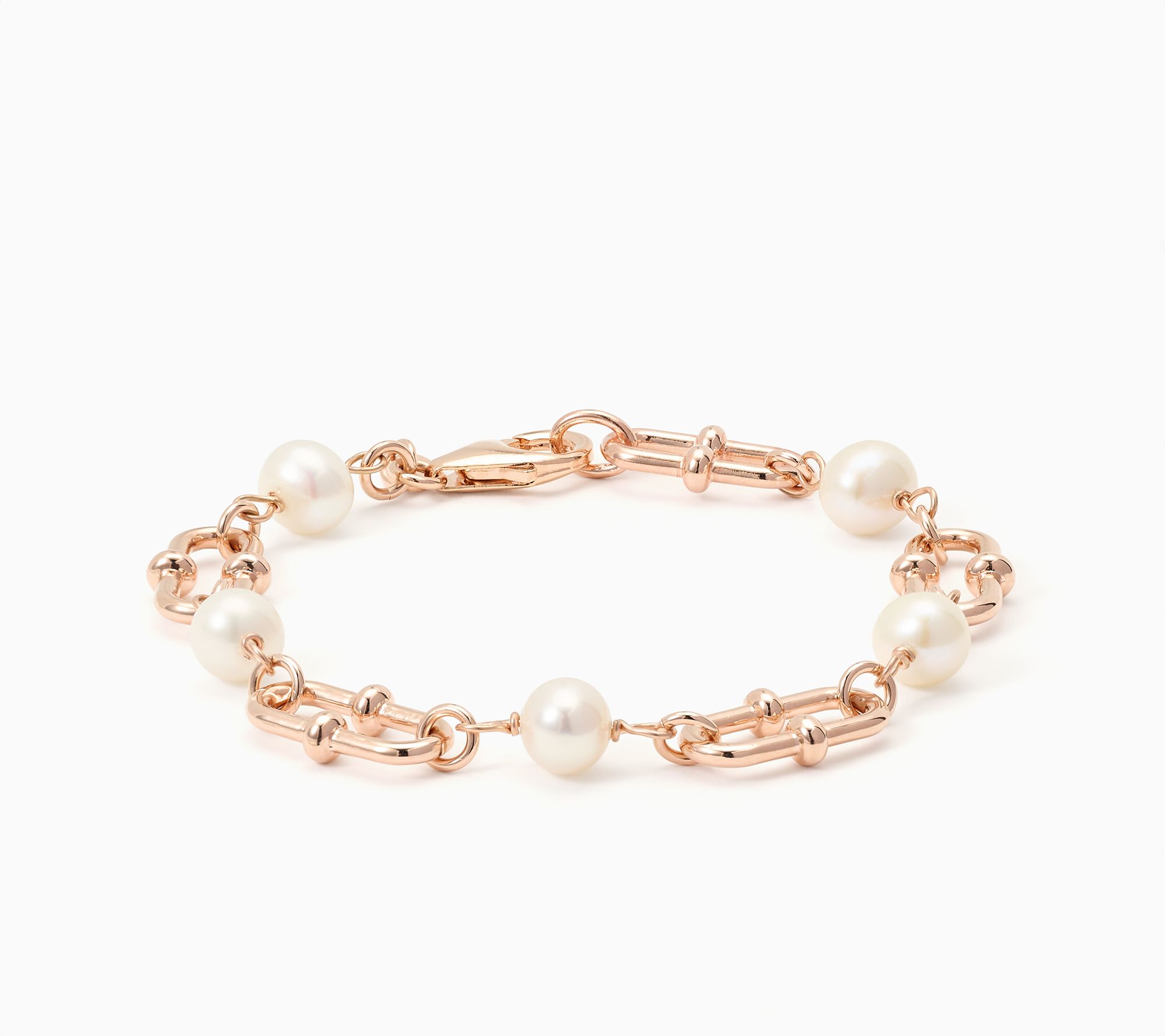 Honora Bronze Cultured Pearl Fancy Link Chain Bracelet - QVC.com