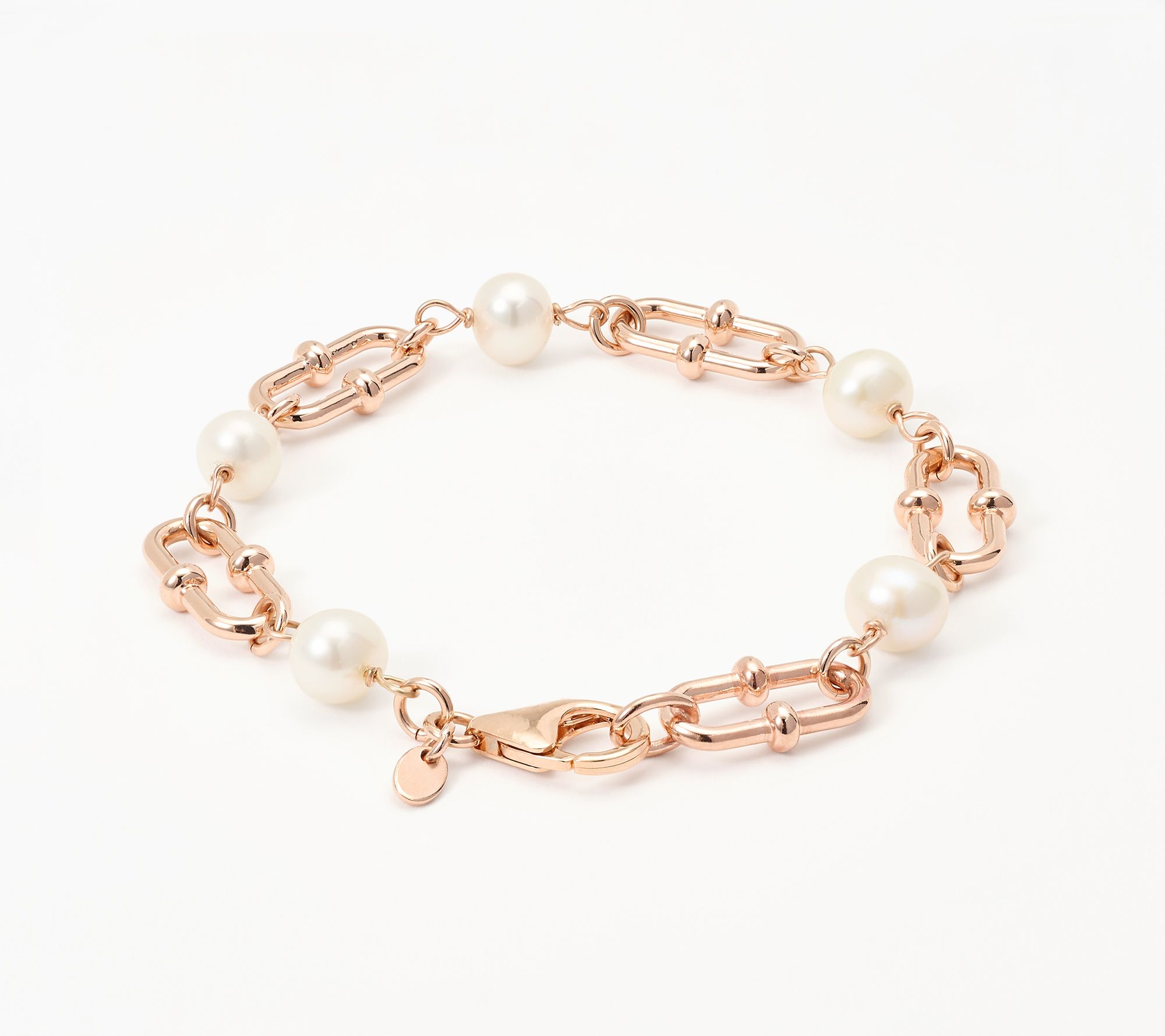 Honora Bronze Cultured Pearl Fancy Link Chain Bracelet - QVC.com