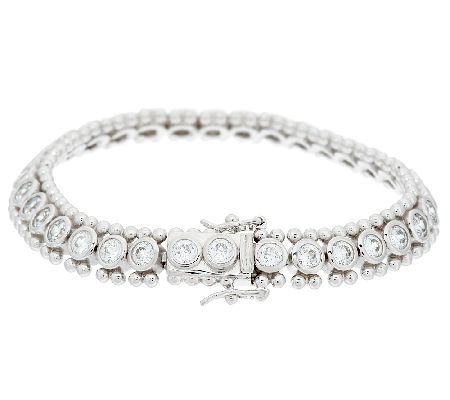 "As Is" Diamonique 100- Facet Bezel Set Bead Design Tennis Bracelet ...