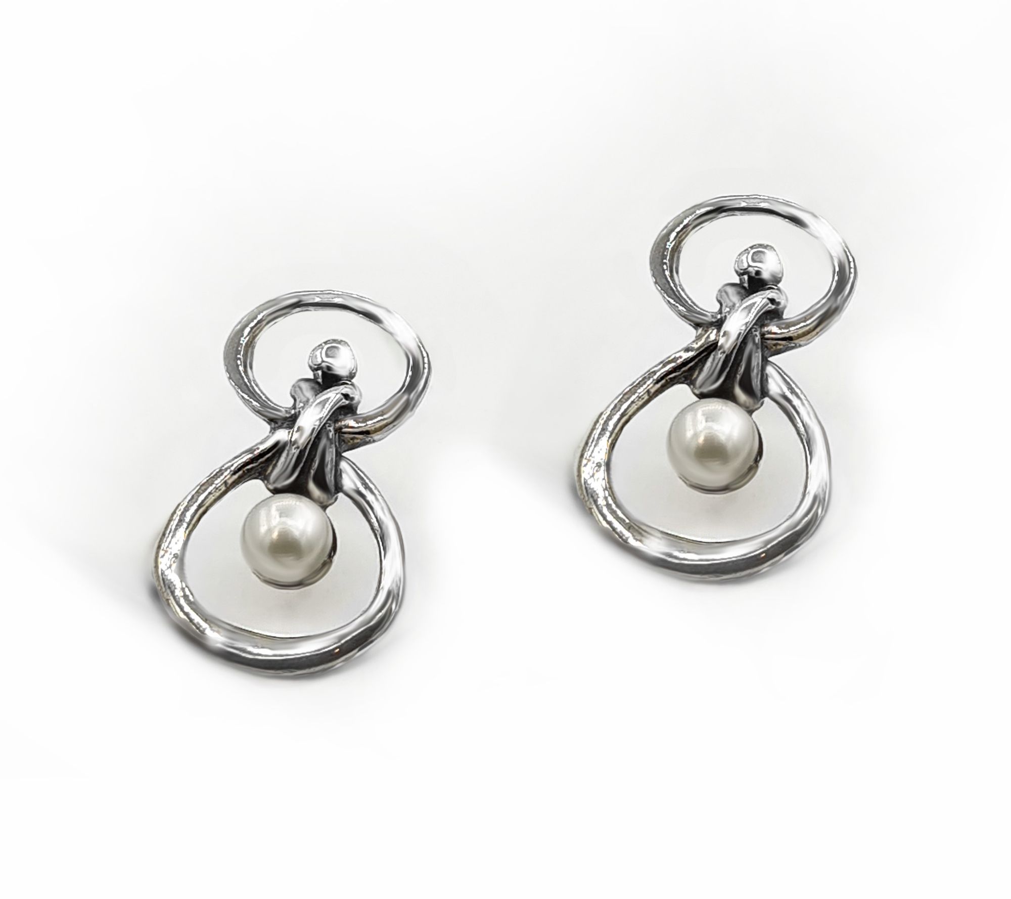 Hagit Sterling Silver Cultured Pearl Double-Loo p Earrings - QVC.com