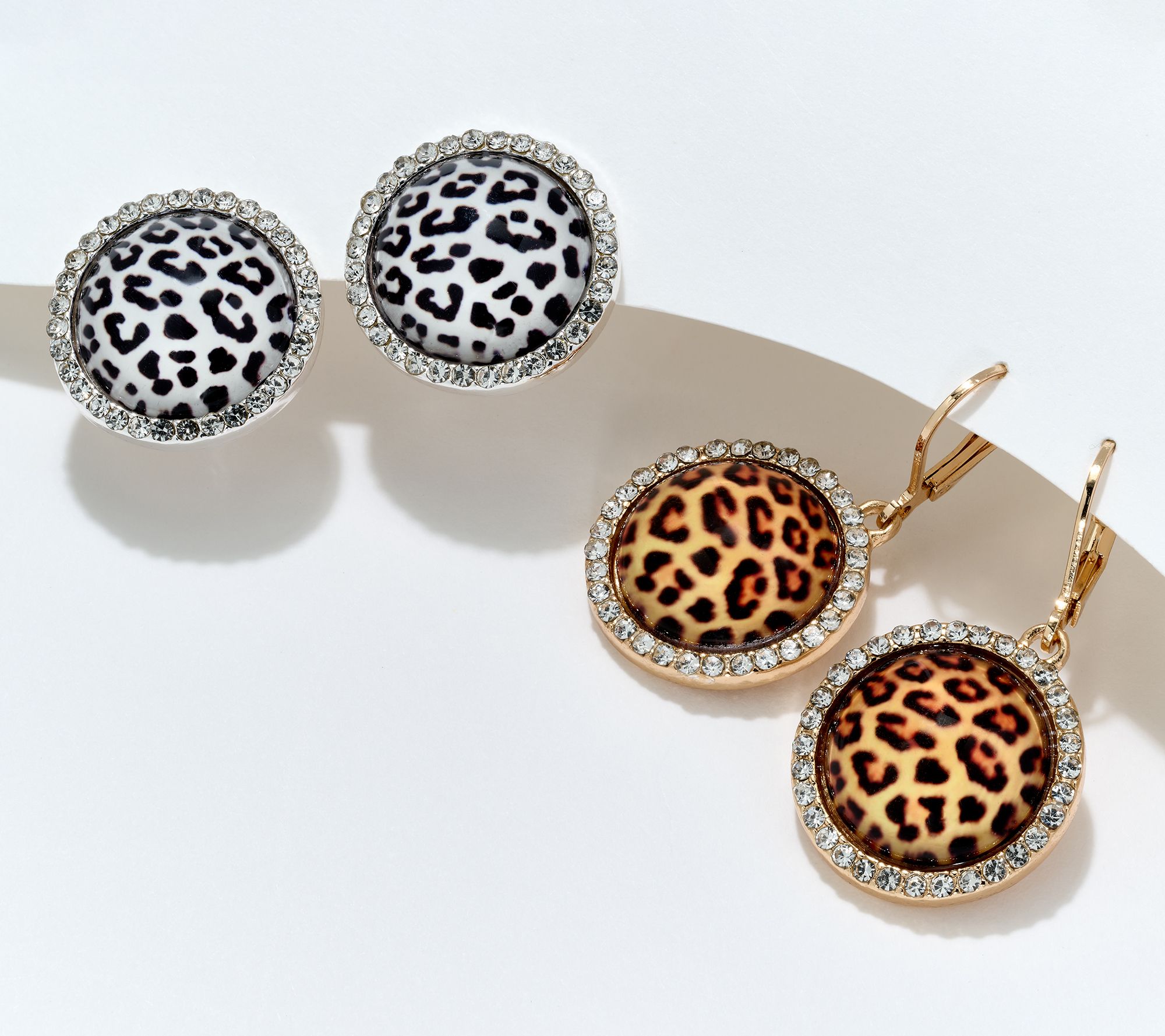 Joan Rivers Animal Print with Pave Stones Earrings - QVC.com