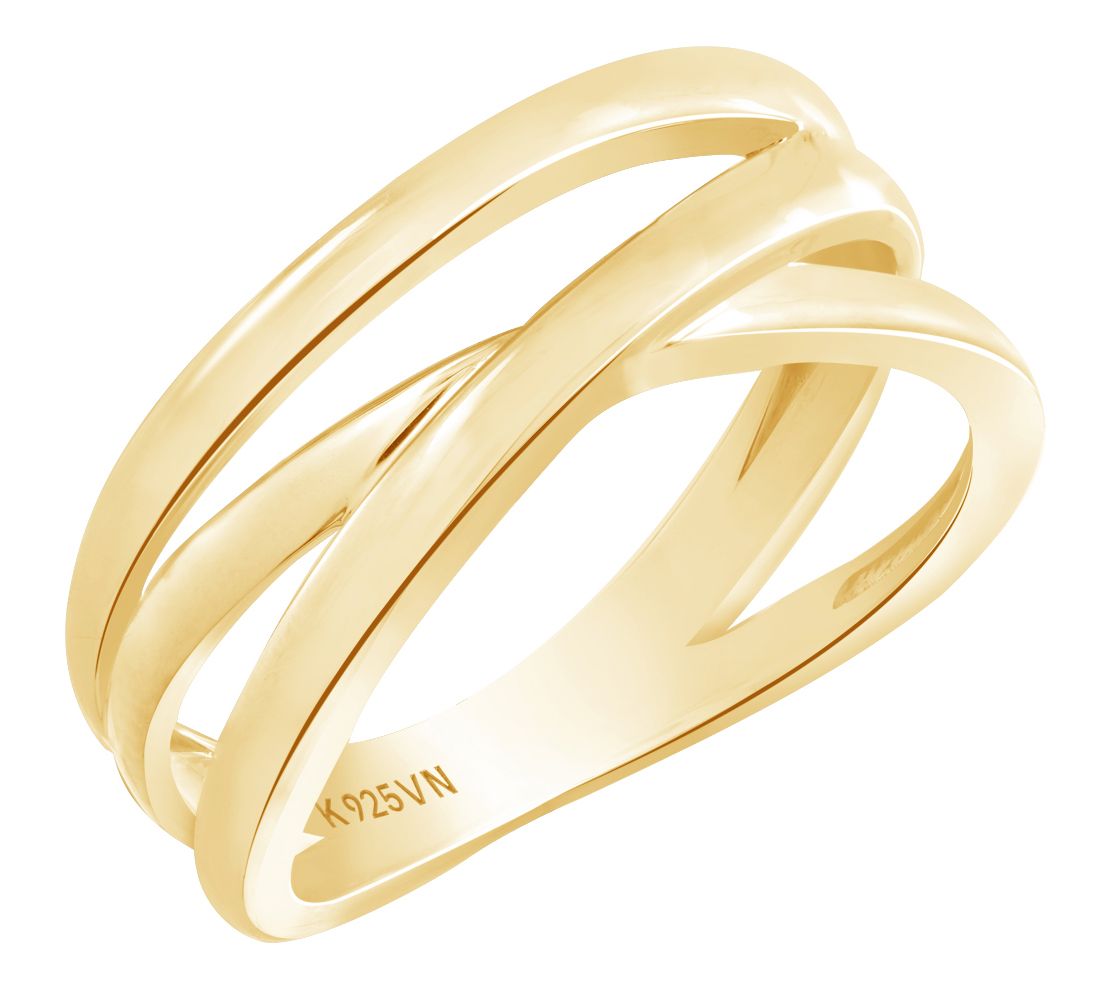 14K Gold Plated Criss-Cross Band Ring - QVC.com