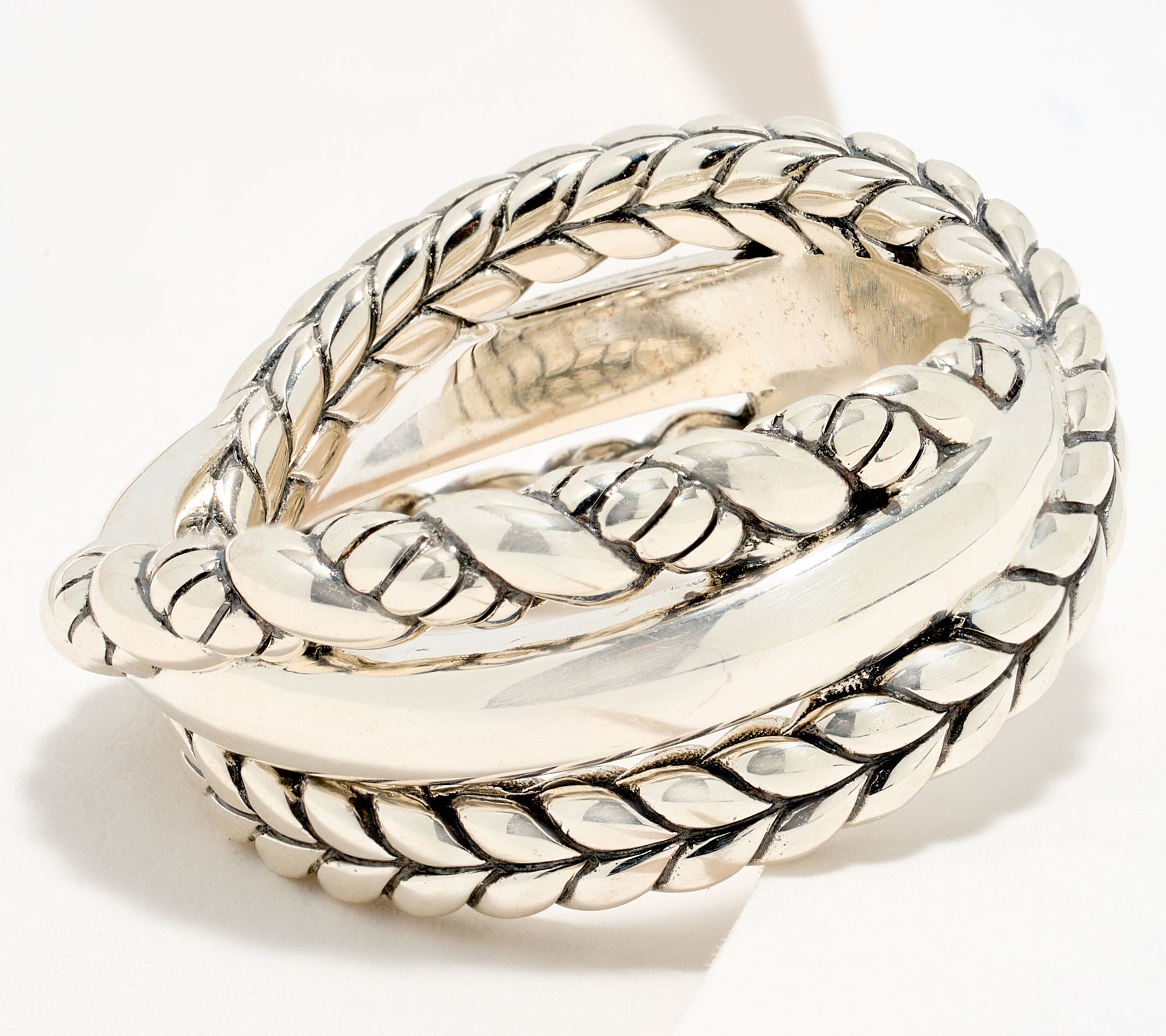 JAI Sterling Silver Triple Crossover Ring - QVC.com