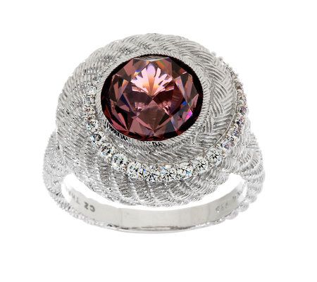 Judith Ripka Sterling 7.00ct Pink Diamonique Round Swirl Ring - QVC.com
