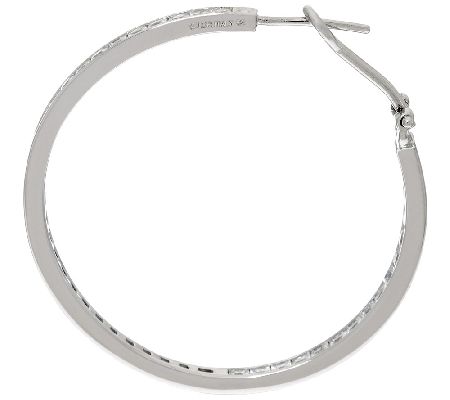 Diamonique 4.30 cttw 1-1/2" Round Hoop Earrings, Sterling - QVC.com