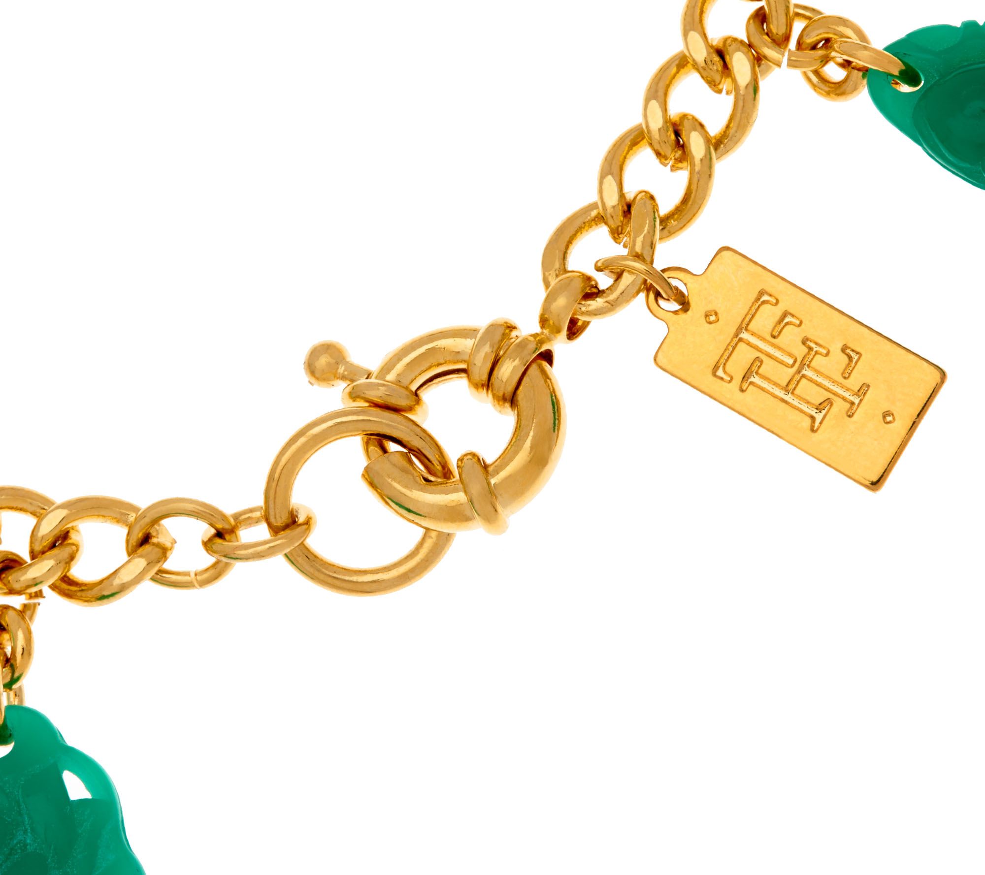 "As Is" The Elizabeth Taylor Set of 2 Simulated Jade Charm Bracelets ...