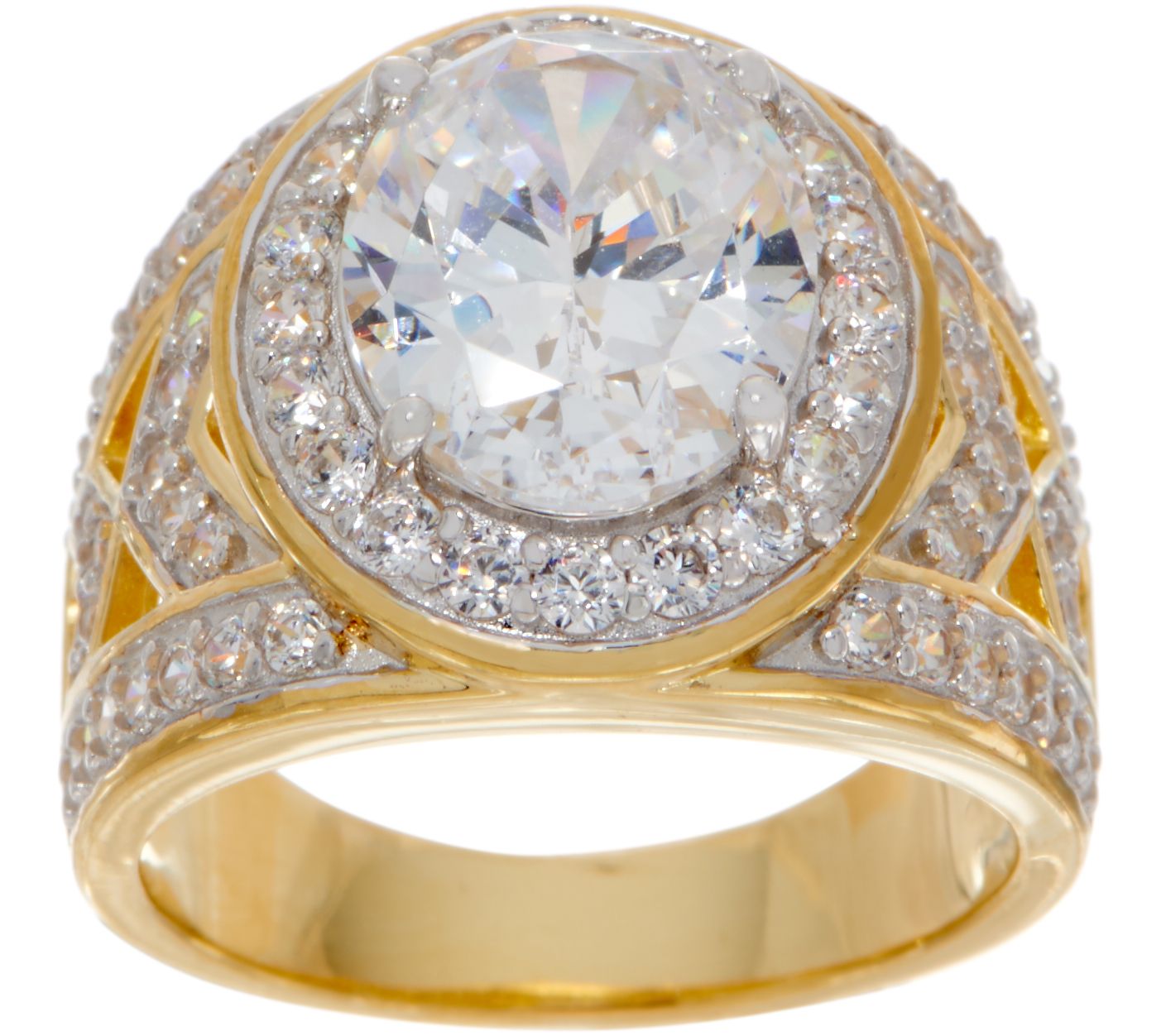 TOVA for Diamonique Two-Tone Oval Cocktail Ring, Sterling - QVC.com