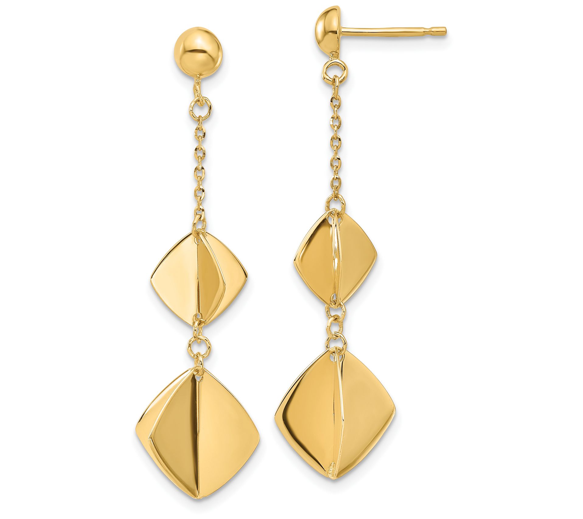 Italian Gold Fanned Station Dangle Earrings, 14K - QVC.com