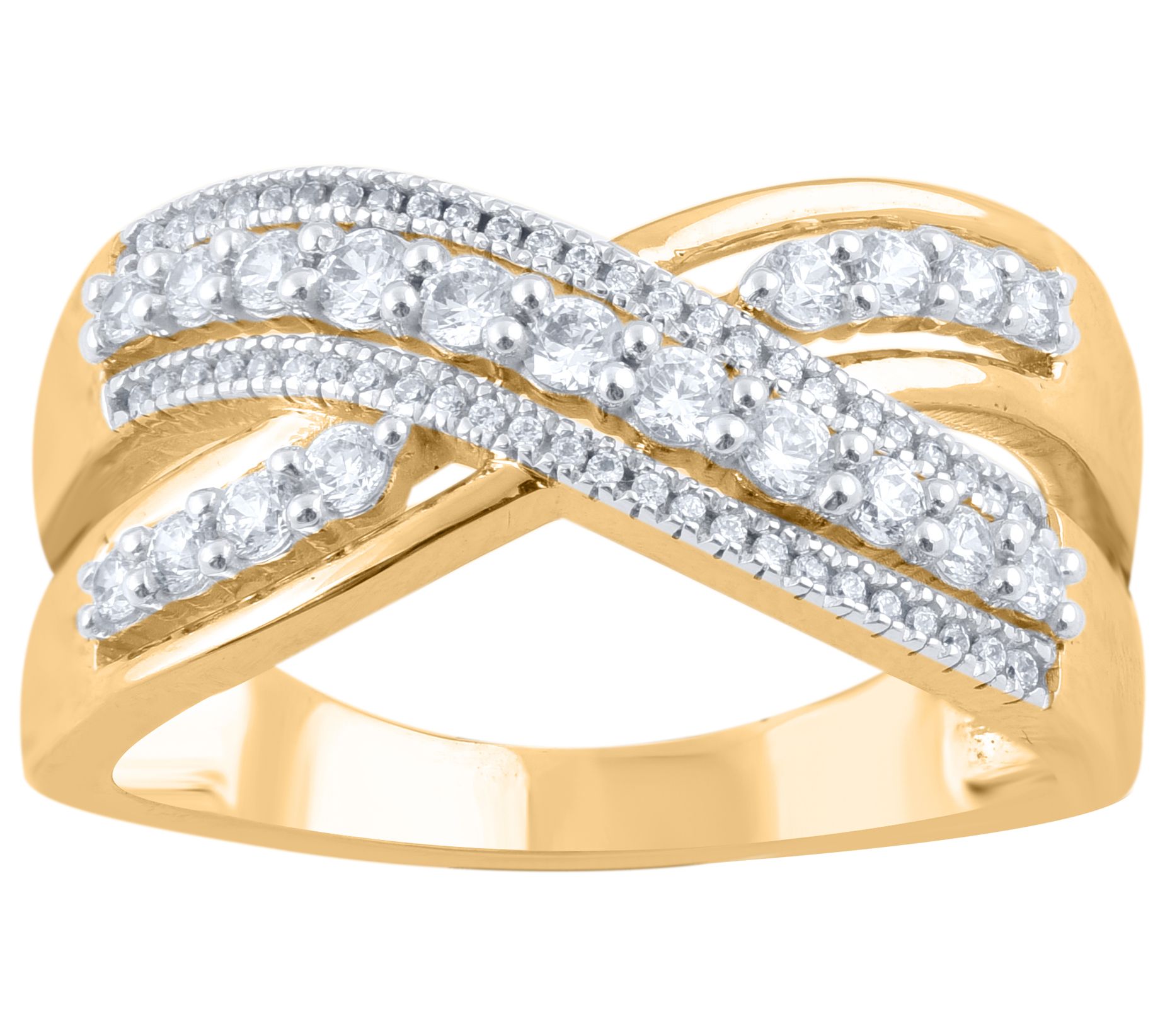 Affinity Diamond 0.50 cttw Criss Cross Band Ring, 14K Gold - QVC.com