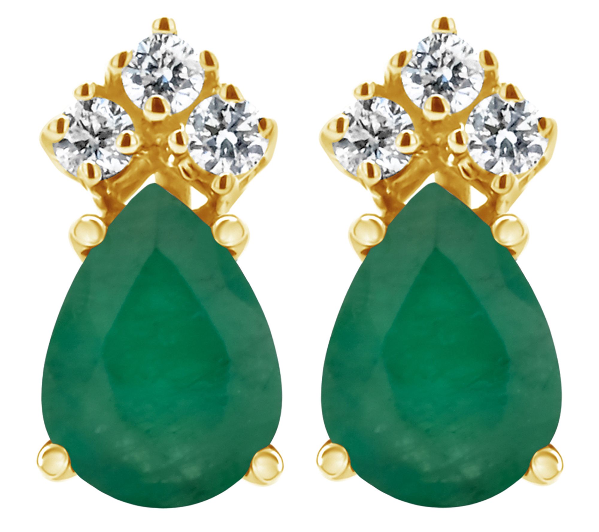 14K Pear Shaped Gemstone & 1/10 cttw Diamond Earrings - QVC.com