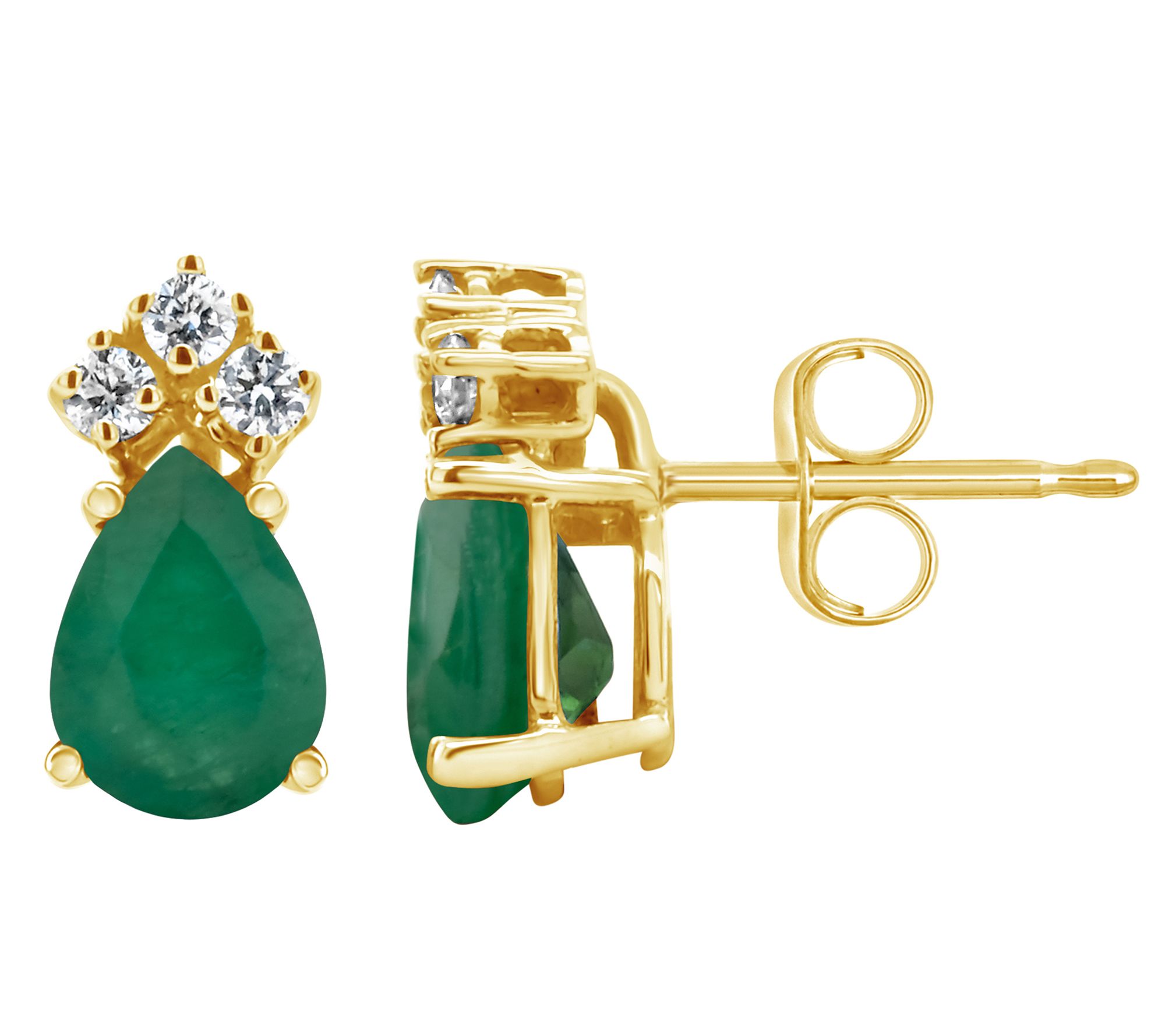 14K Pear Shaped Gemstone & 1/10 cttw Diamond Earrings - QVC.com