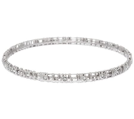"As Is" Vicenza Silver Sterling Crystal Open Work Bangle Bracelet - QVC.com