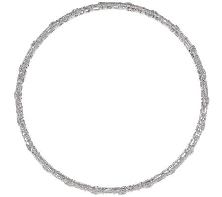 "As Is" Vicenza Silver Sterling Crystal Open Work Bangle Bracelet - QVC.com