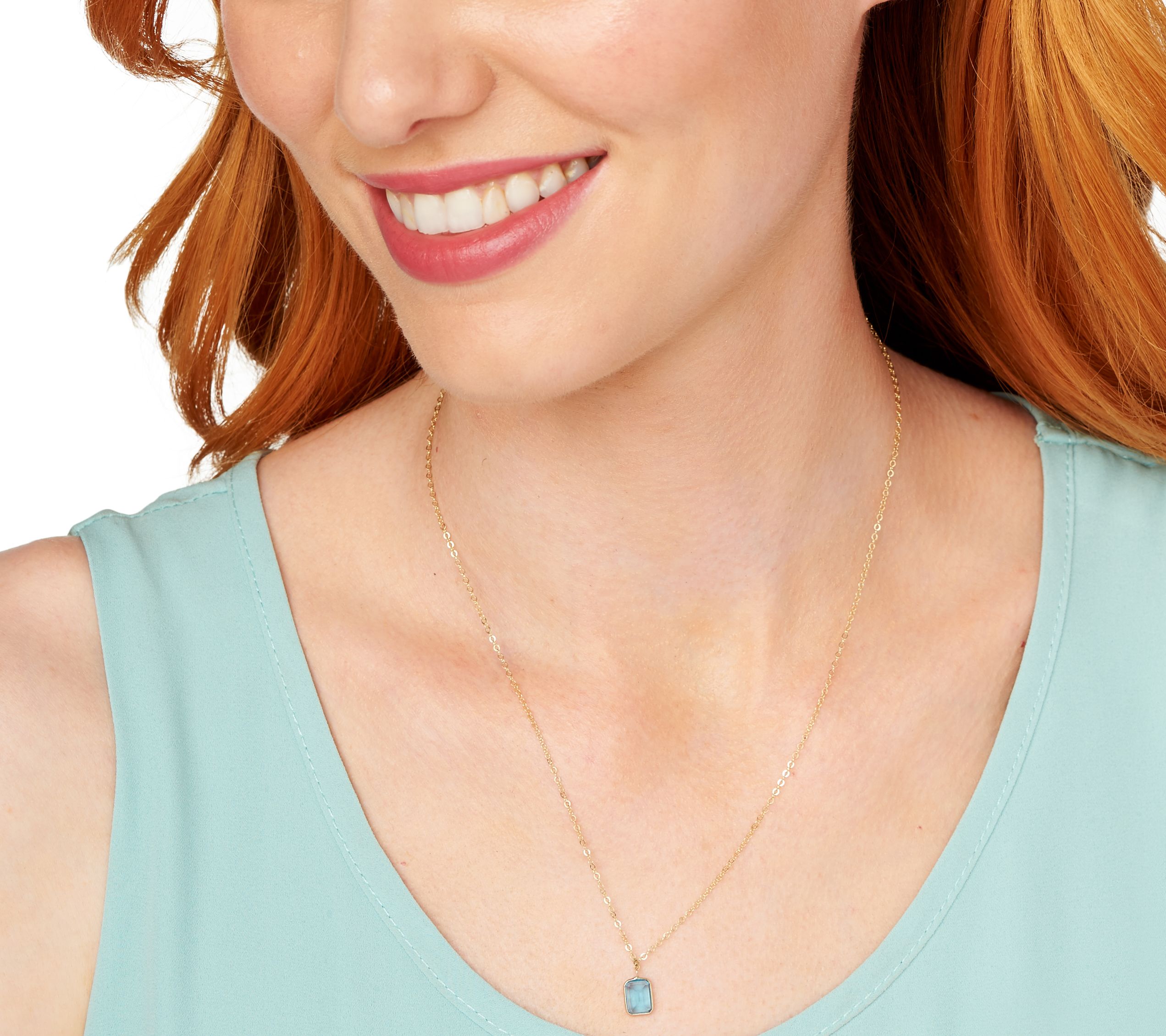 14K Gold Bezel Set Gemstone 18" Necklace - QVC.com