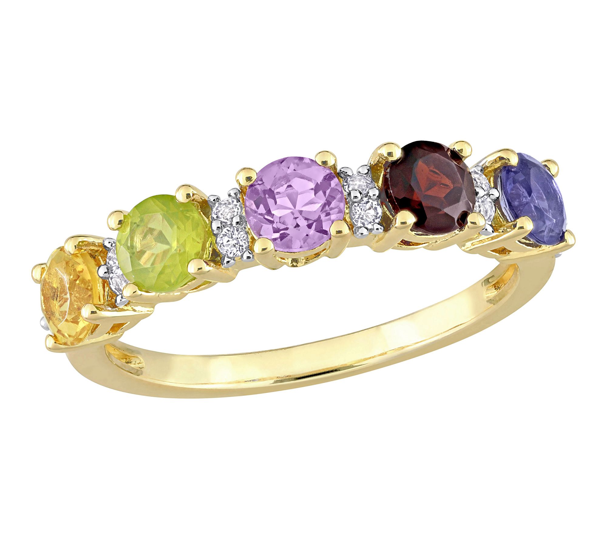 18K Gold Plated 1.35 cttw Multi-Color Gemst one Ring - QVC.com