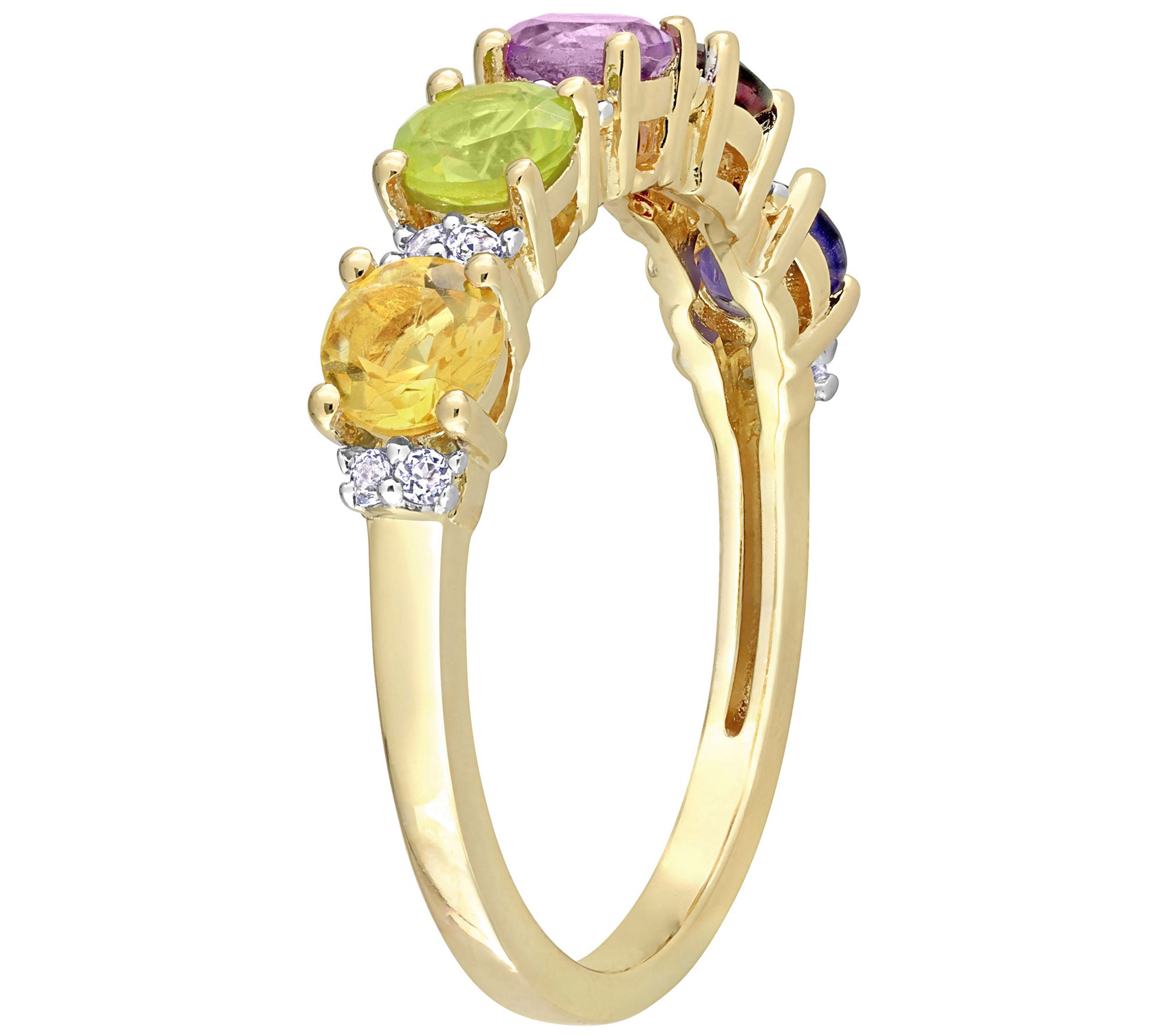 18K Gold Plated 1.35 cttw Multi-Color Gemst one Ring - QVC.com