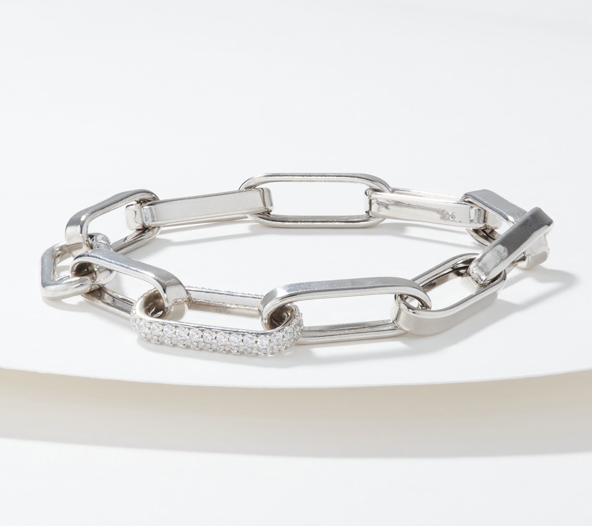 "As Is" Diamonique Oval Ring Status Bracelet Sterling Silver - QVC.com