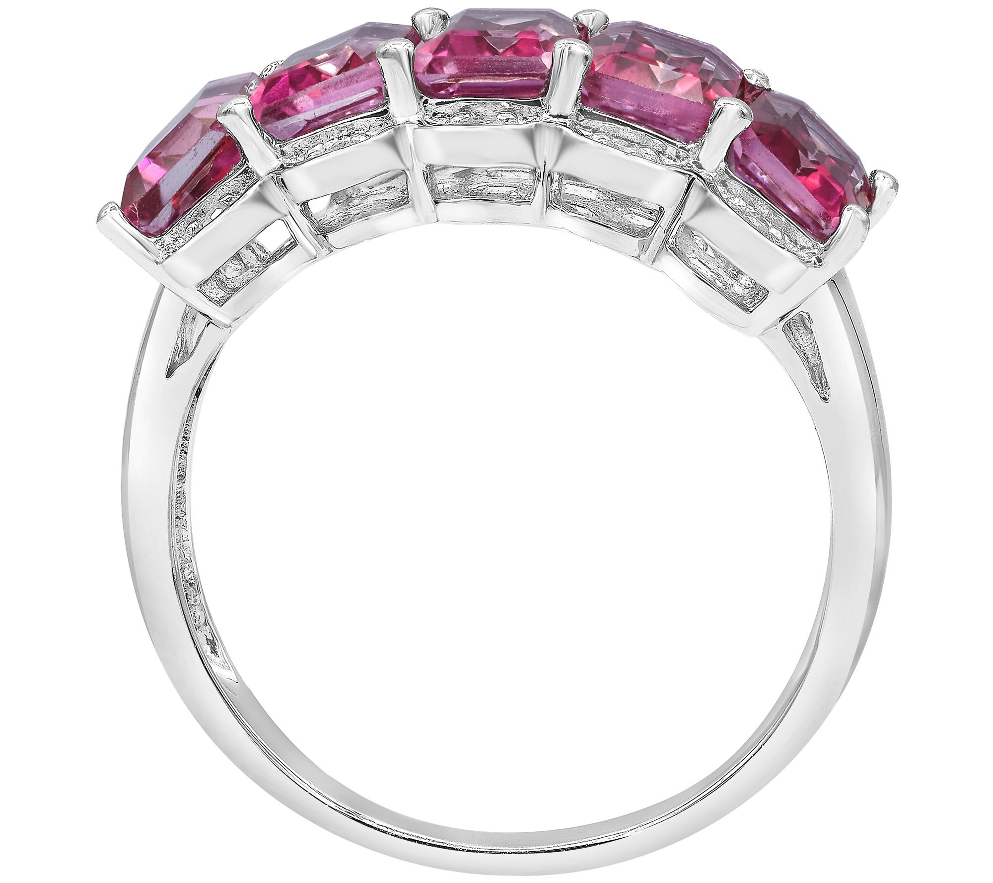 Affinity Gems Pink Topaz & Diamond Band Ring, Sterling Silver - QVC.com