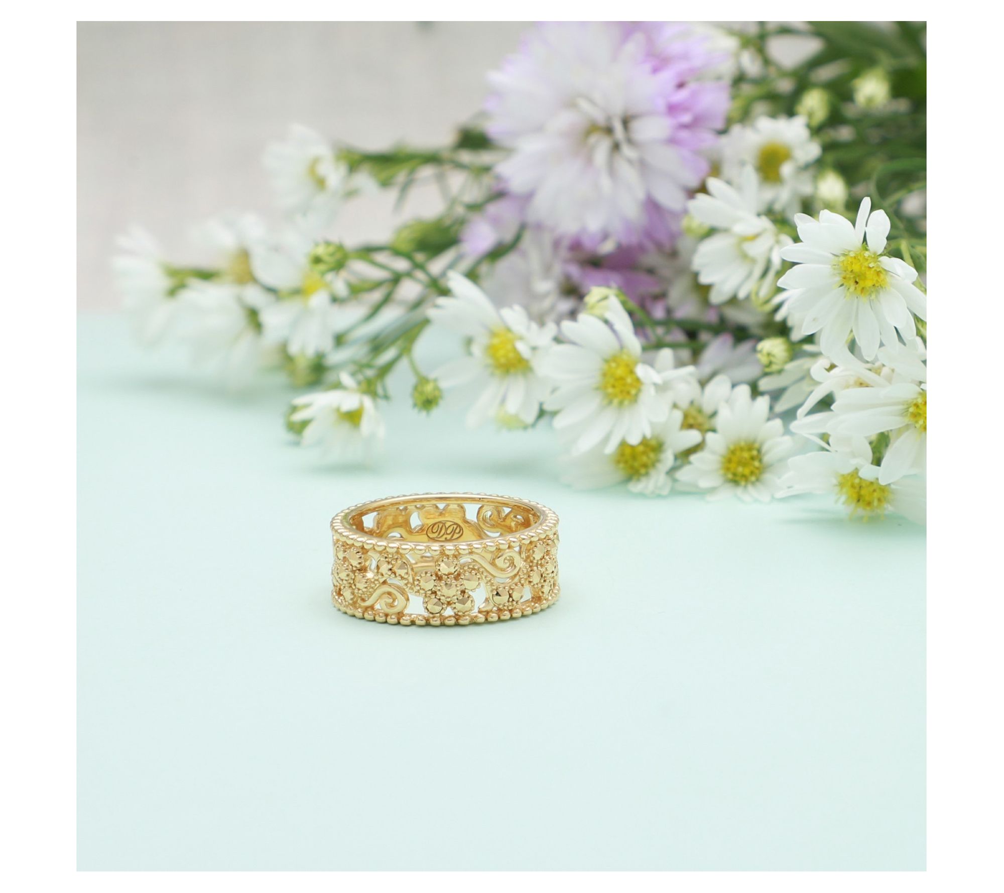 Dallas Prince 14K Clad Chrome Marcasite Heirloom Band Ring - QVC.com