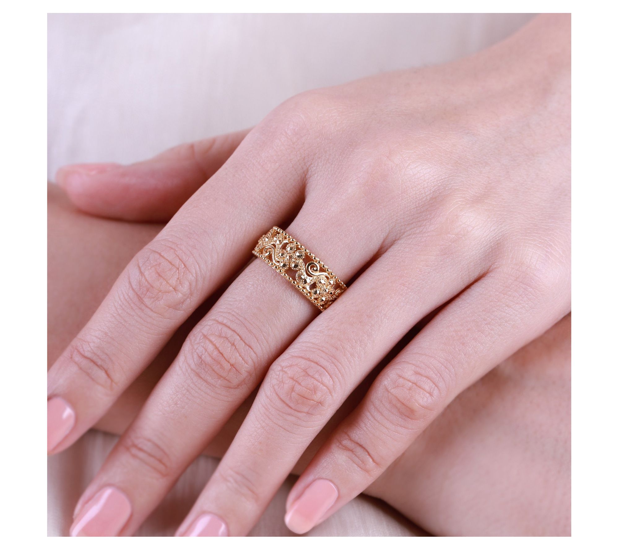 Dallas Prince 14K Clad Chrome Marcasite Heirloom Band Ring - QVC.com