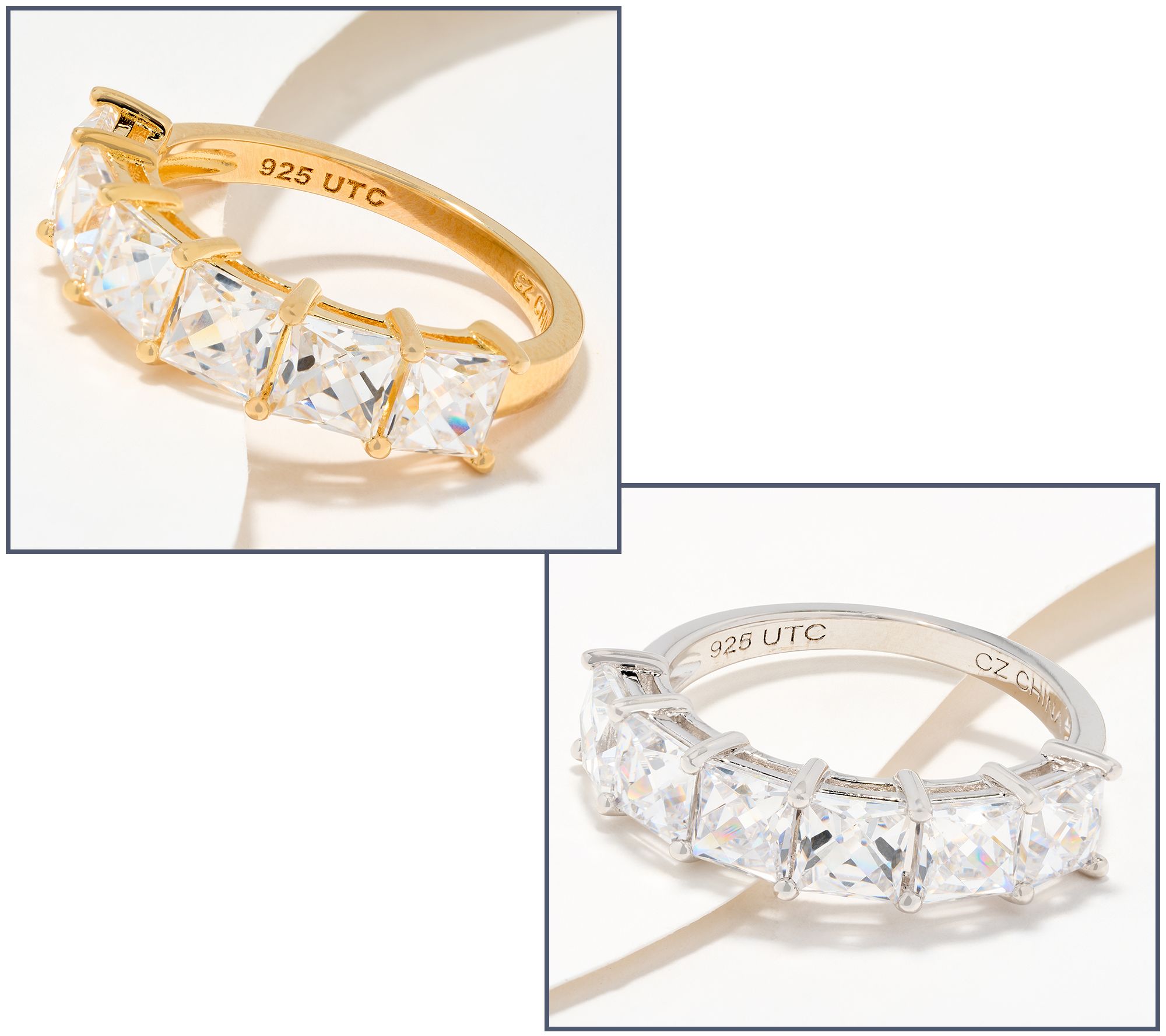 Diamonique x Kathy Levine Monaco Choice of Cut Band Ring, Sterling ...