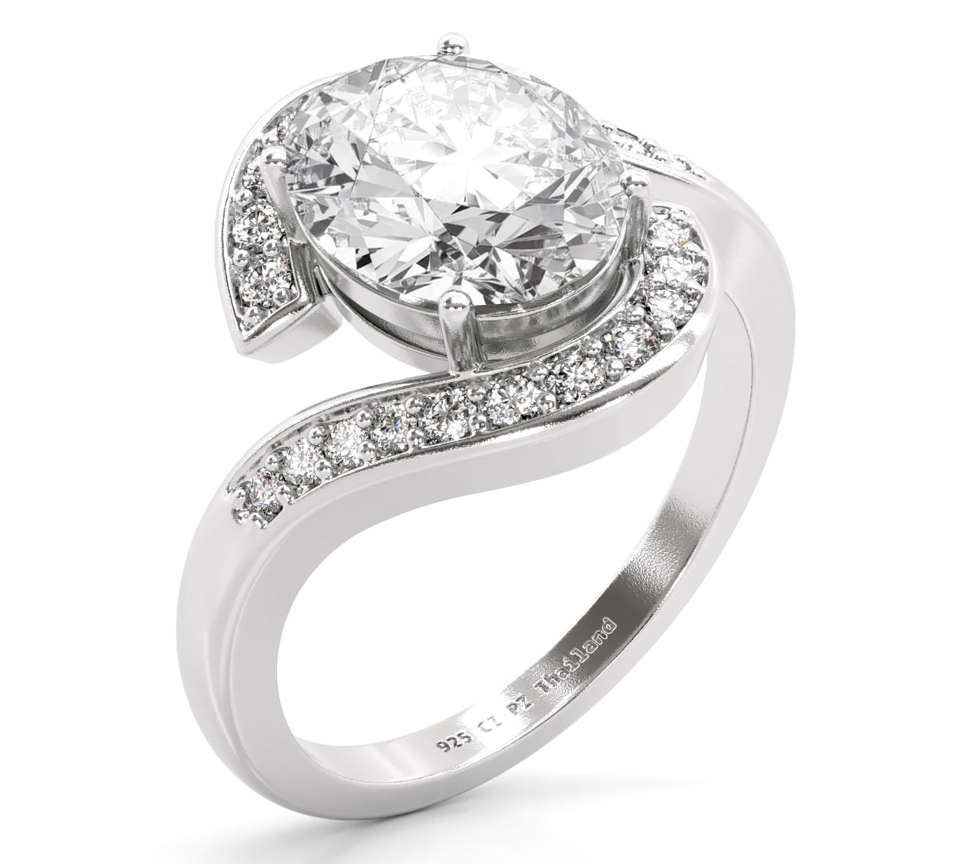 Diamonique 4.80 cttw Bypass Ring, Sterling Silver - QVC.com