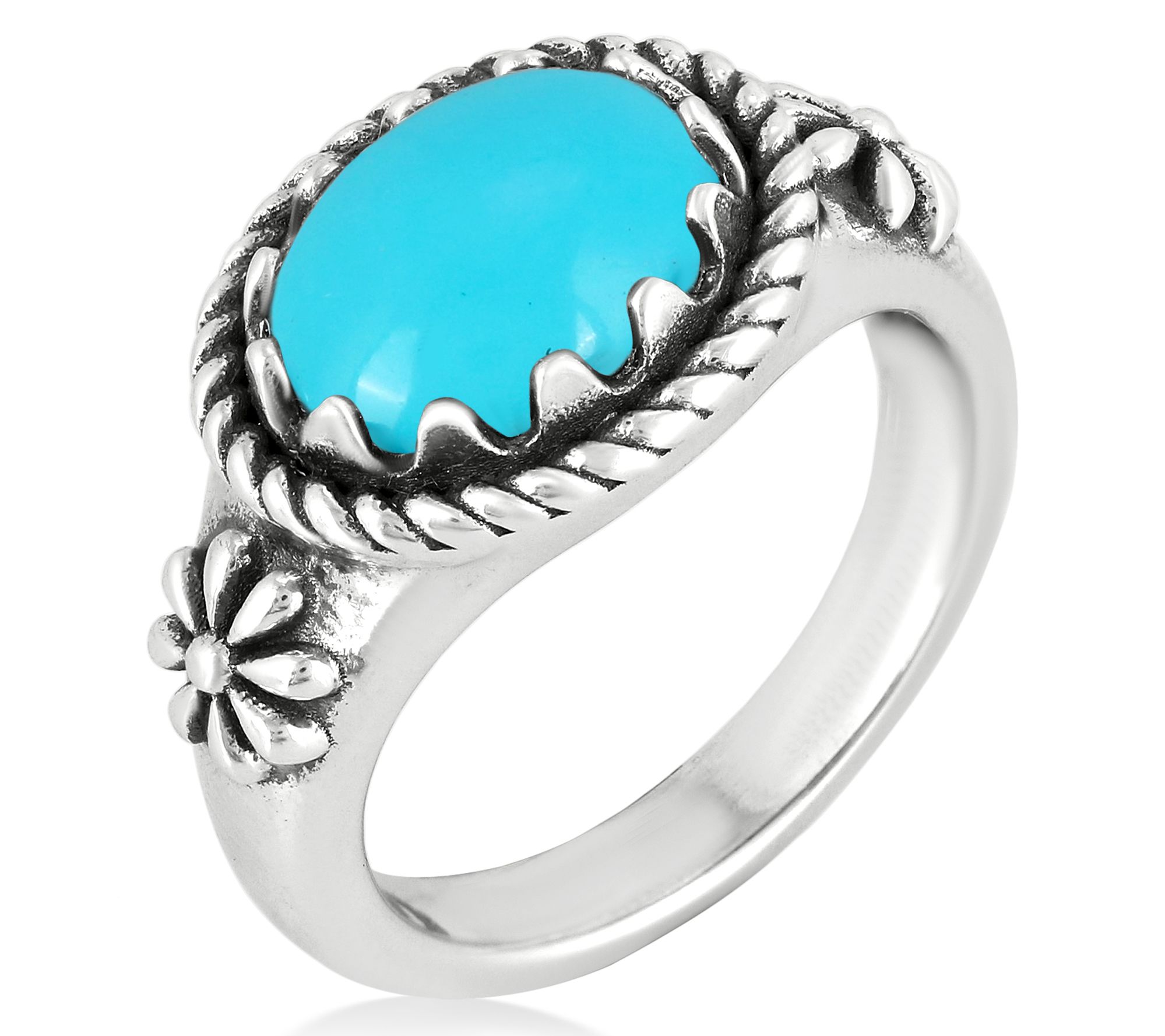 American West Sterling Silver Oval Turquoise Ring - QVC.com