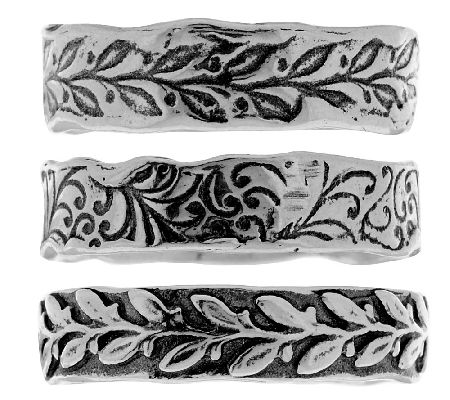 Or Paz Textured Set of Three Sterling Stack Rings - QVC.com
