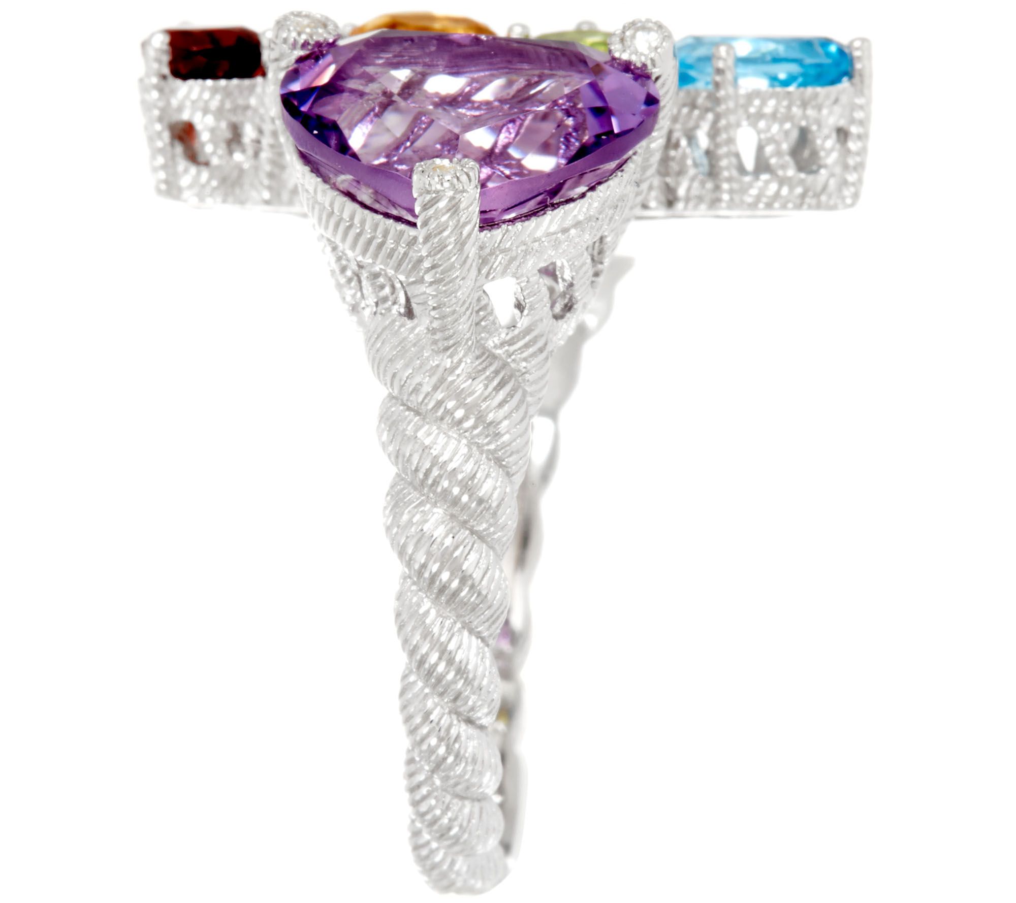 Judith Ripka Sterling Silver 3.80 cttw Gemstone Heart Ring - QVC.com