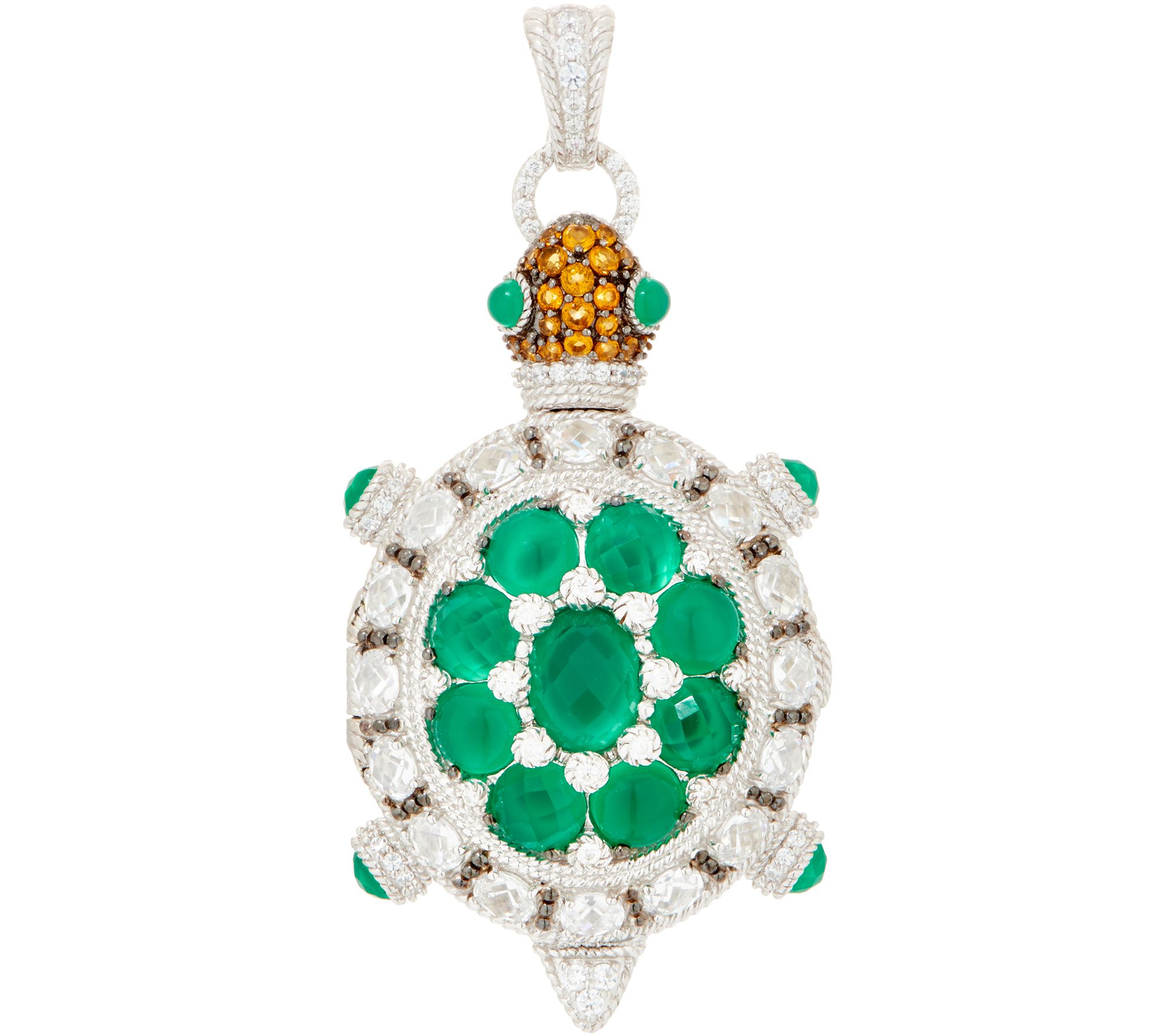 Judith Ripka Sterling Silver 4.55 cttw Tilly Turtle Gemstone Locket ...
