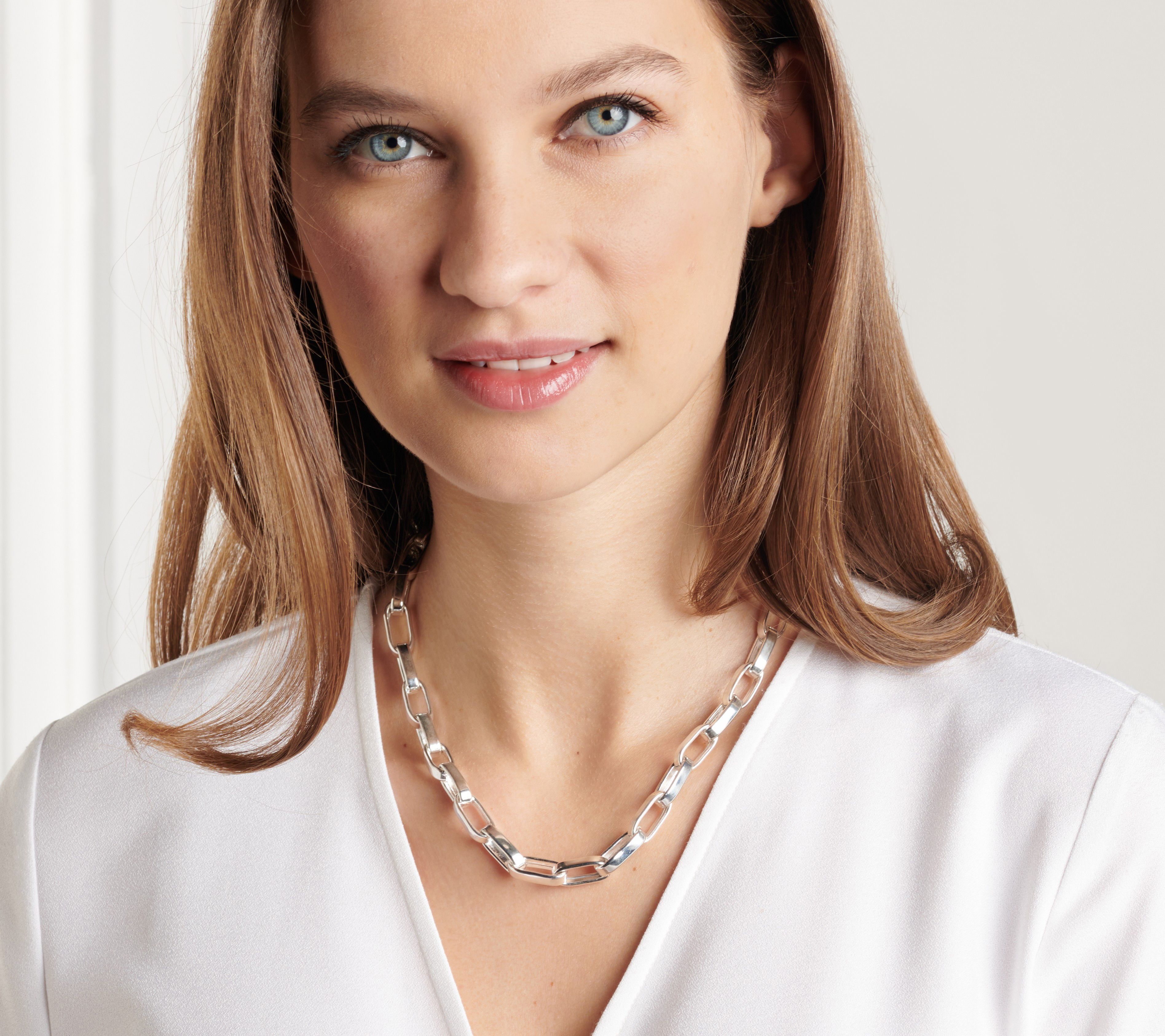 UltraFine 950 Silver Elongated Oval Link 18 Necklace 35 0g QVC