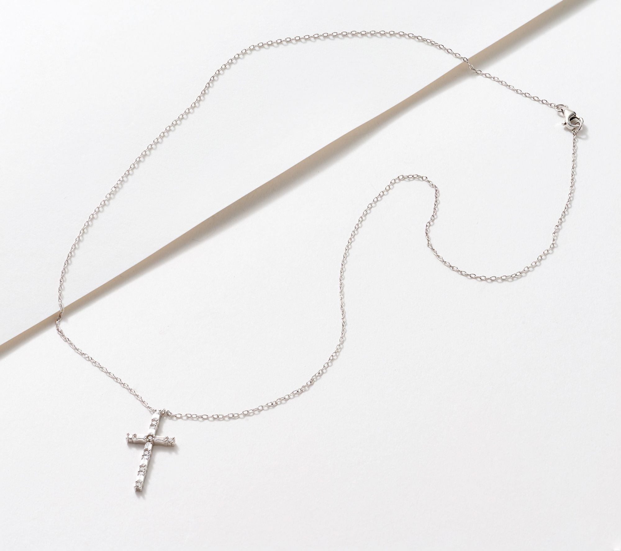 Diamonique x Courtney Khondabi Pave Cross Necklace, Sterl - QVC.com