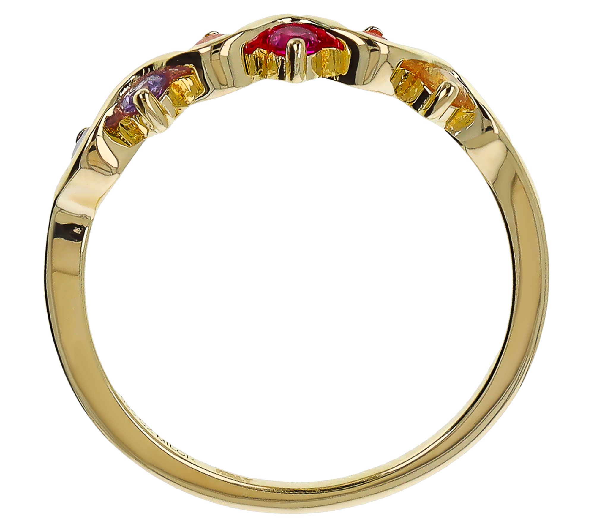 Diamonique 0.20 cttw Multi-Color Wave Design Ring, Sterling - QVC.com