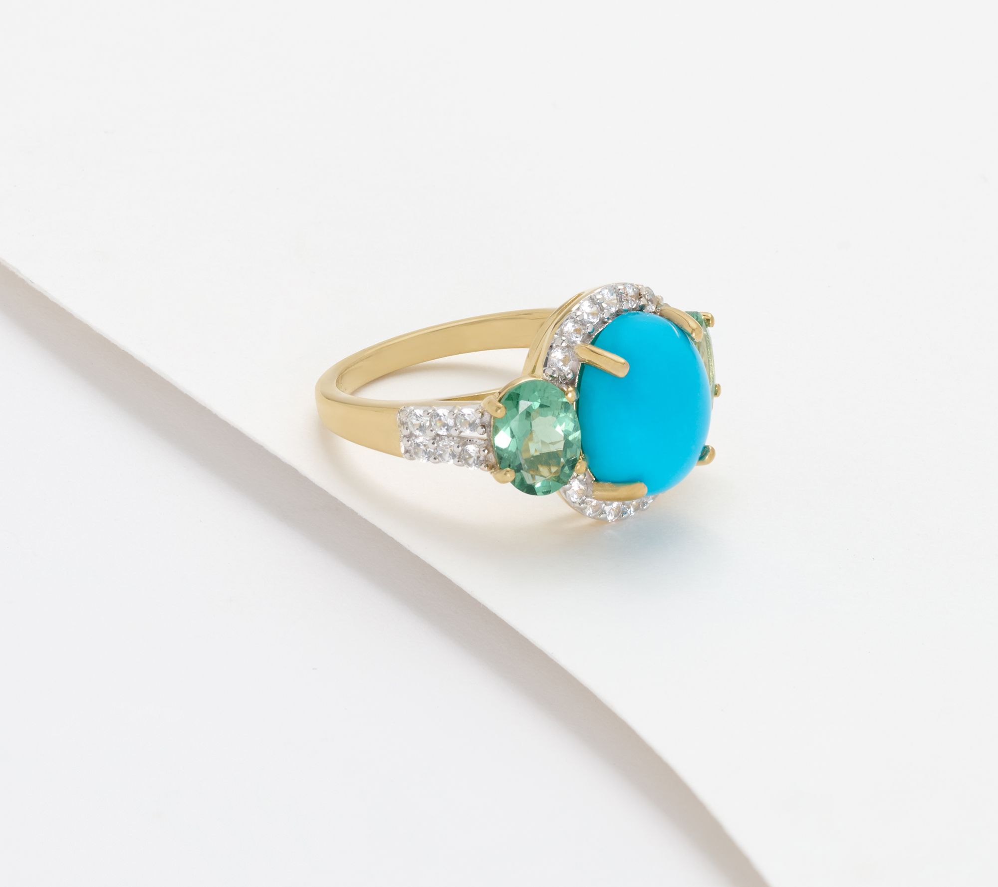 Affinity Gems 3-Stove Oval Turquoise Ring, Sterling Silver - QVC.com